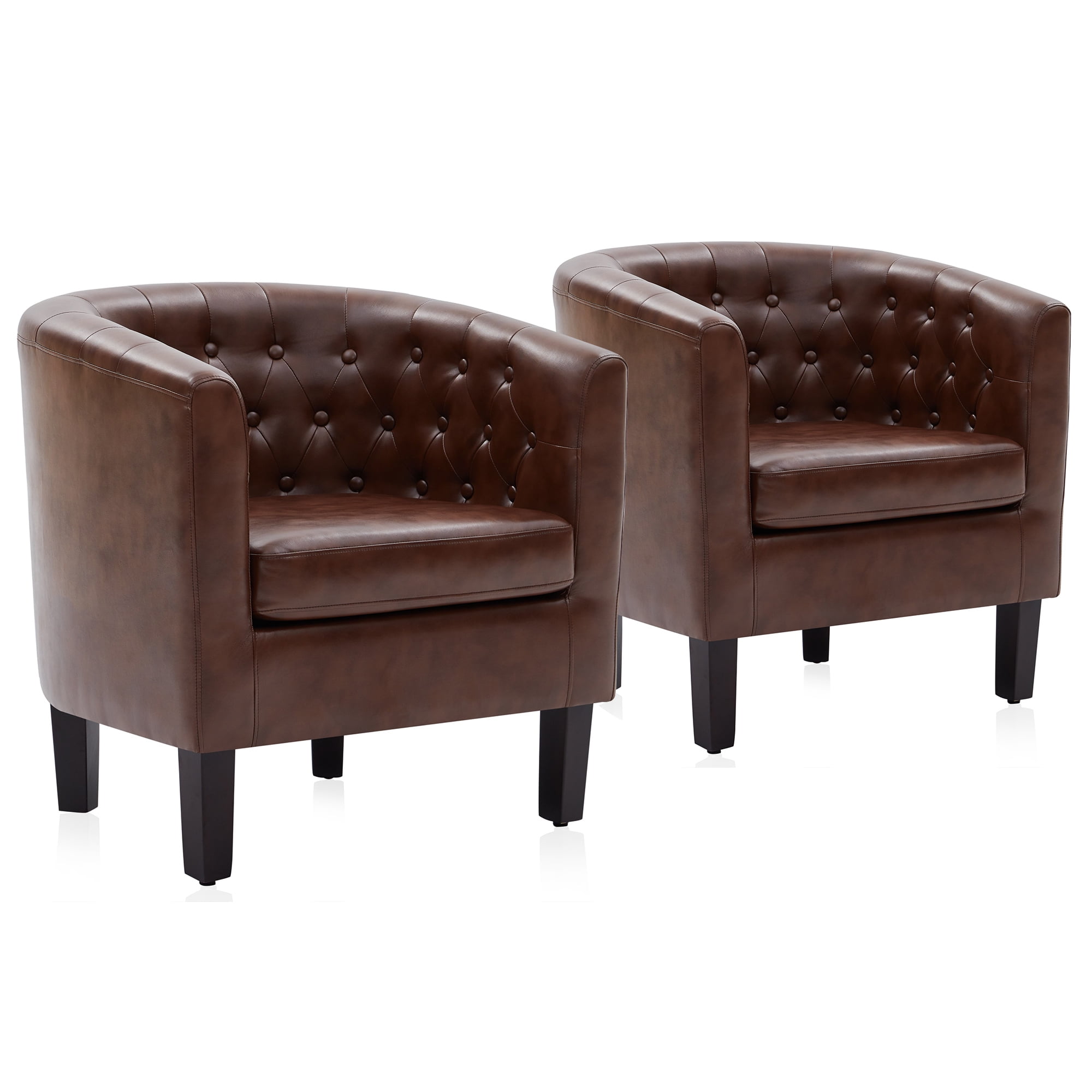 BELLEZE Caramel Accent Chairs for Living Room, Set of 2 Elegant Arm ...