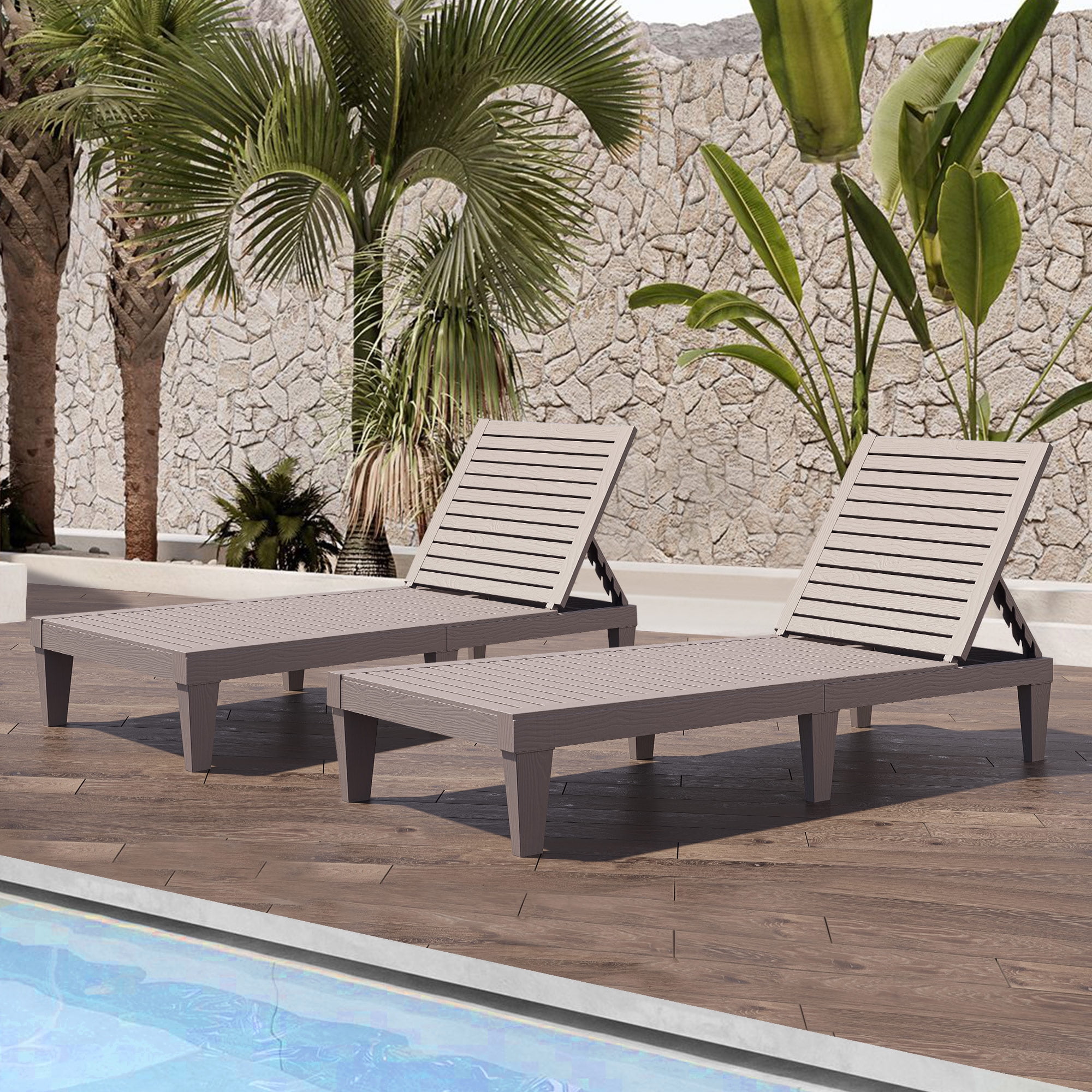 BELLEZE Chaise Lounge Chair for Outside Set of 2, Adjustable Pool ...