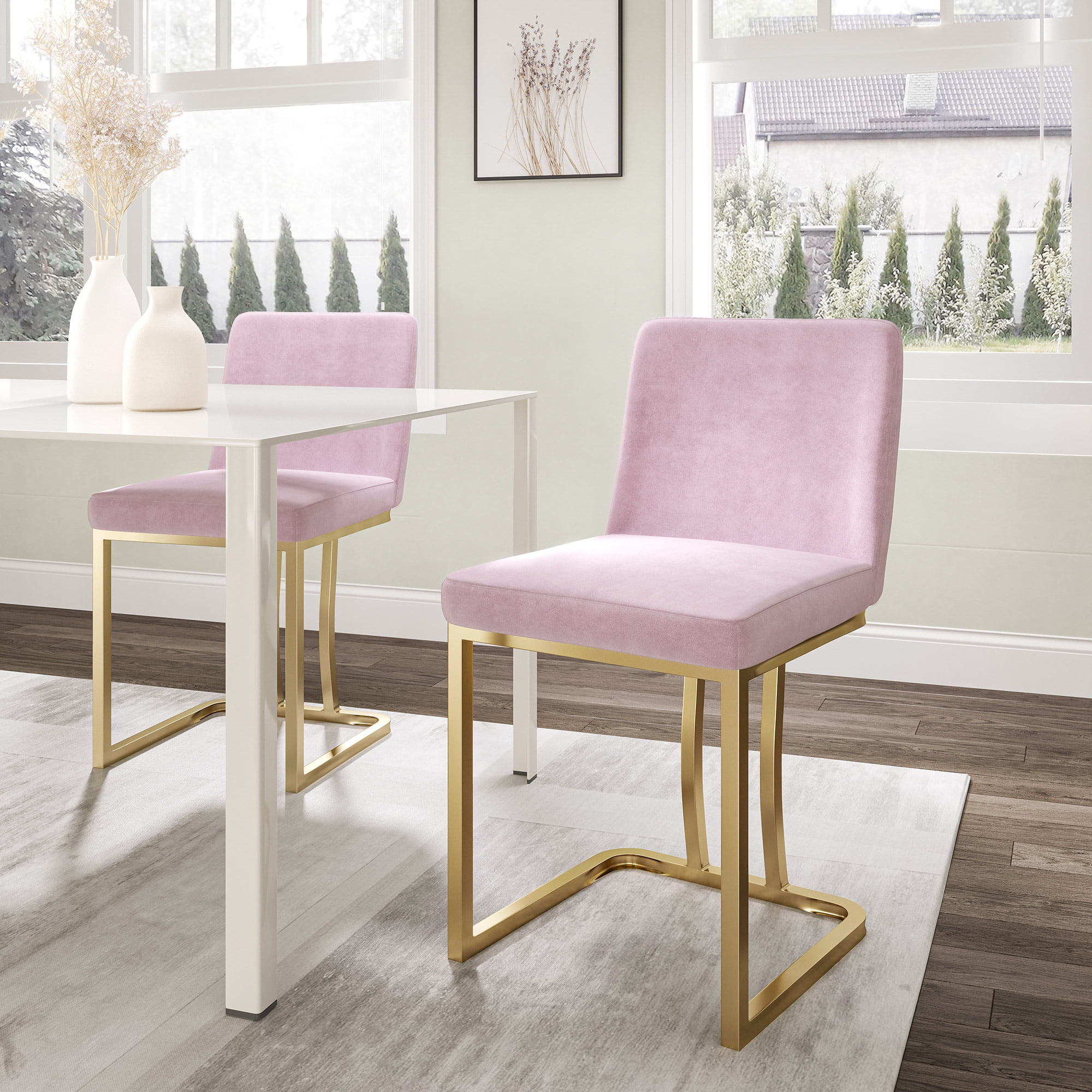 BELLEZE Dining Chair Upholstered Velvet Side Chairs with Gold Finish ...