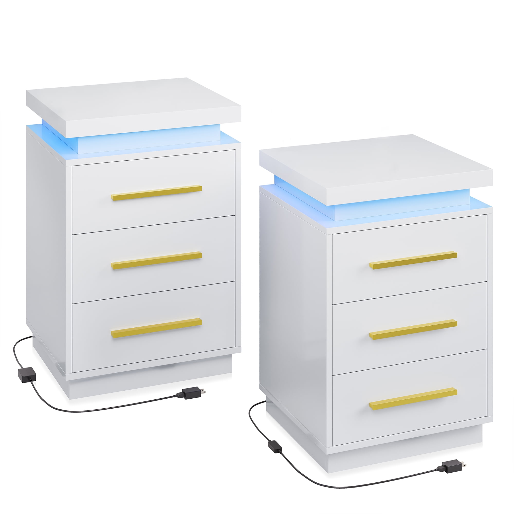 BELLEZE End Tables Set of 2, Nightstands Beside Tables with RF Remote ...