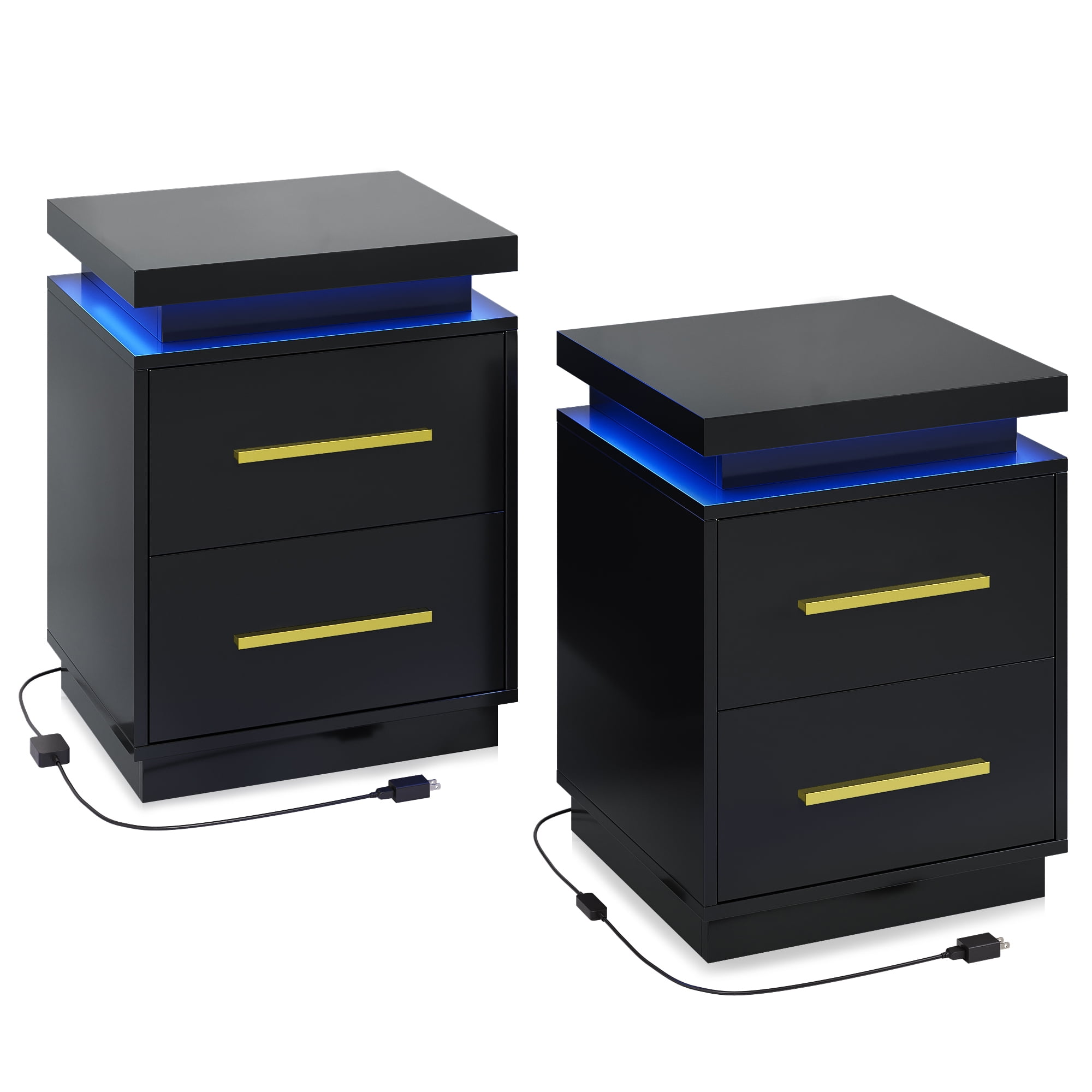 BELLEZE End Tables Set of 2, Nightstands Beside Tables with RF Remote ...