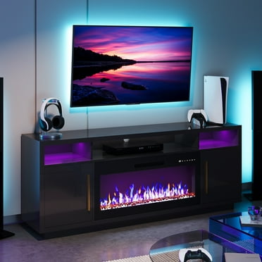 Bestier 71" Fireplace LED TV Stand with 36" Electric Fireplace and ...