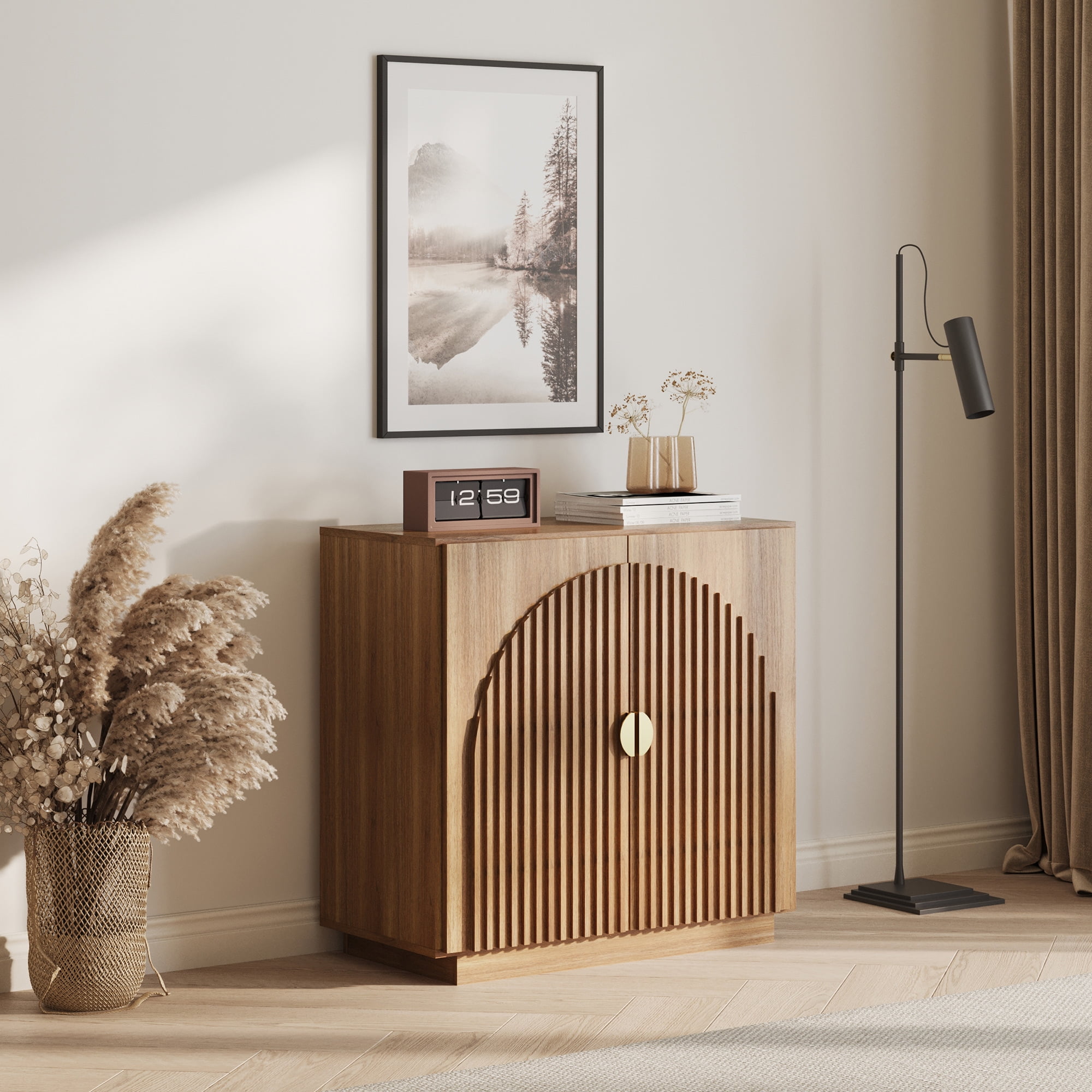BELLEZE Fluted Sideboard Buffet Cabinet with Storage, Mid-Century ...