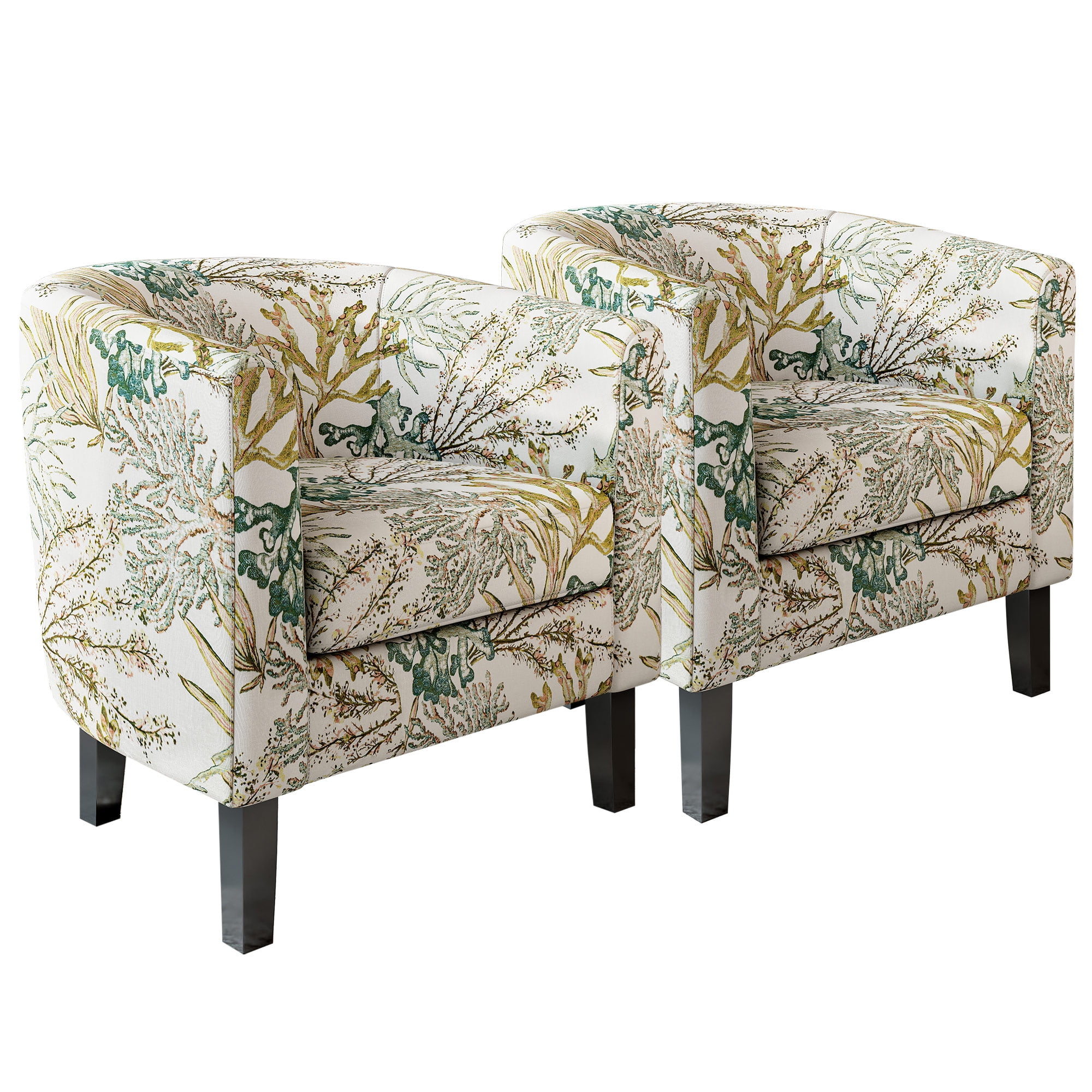 BELLEZE Living Room Chairs Set of 2, Linen Accent Chairs Barrel Round ...