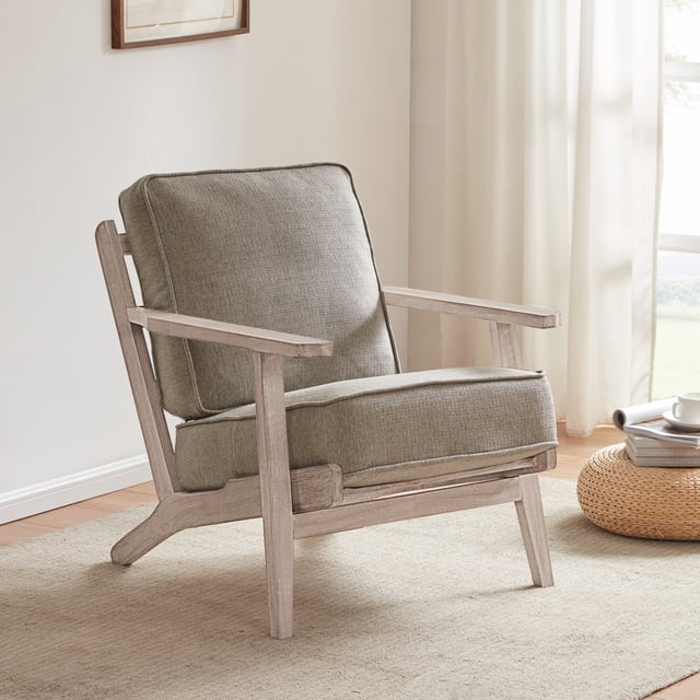 BELLEZE Maximus Accent Chair Wood Frame Linen Arm Chair, Grey - Walmart.com