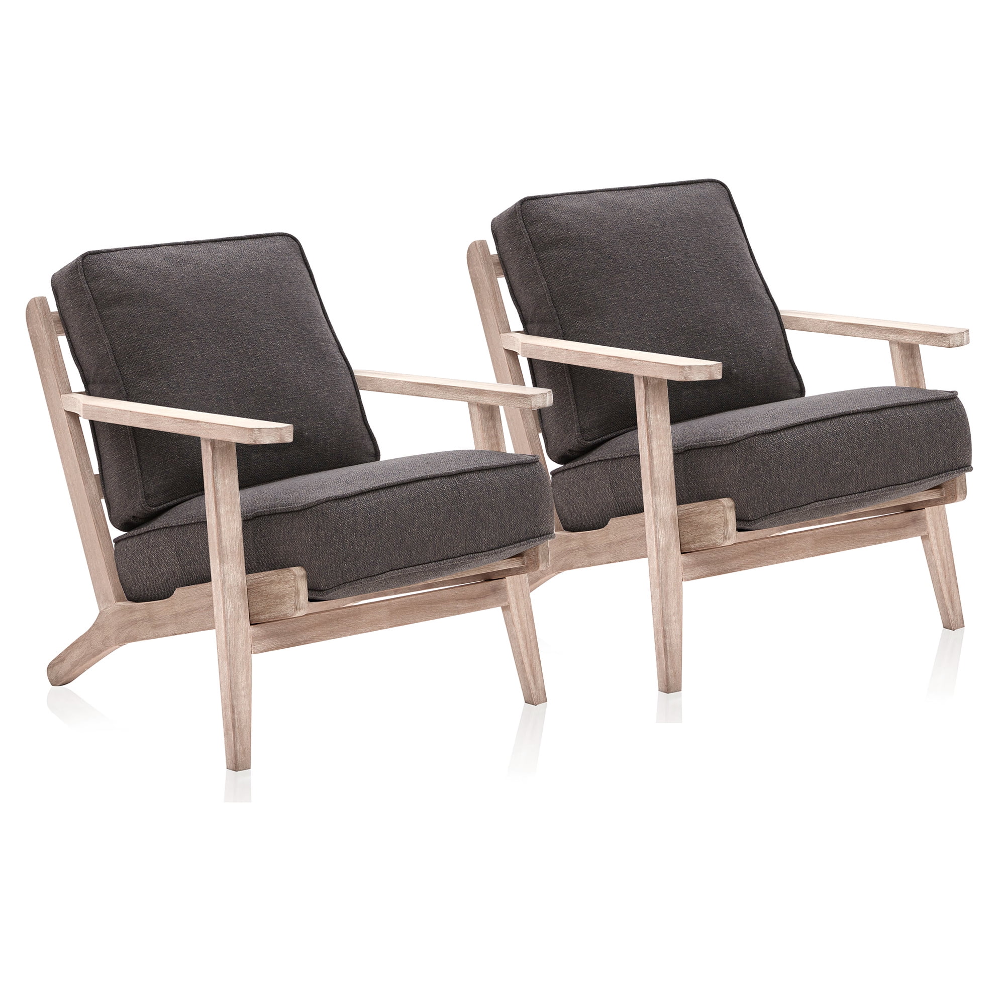 BELLEZE Maximus Accent Chairs Set of 2, Wood Frame Linen Arm Chairs ...
