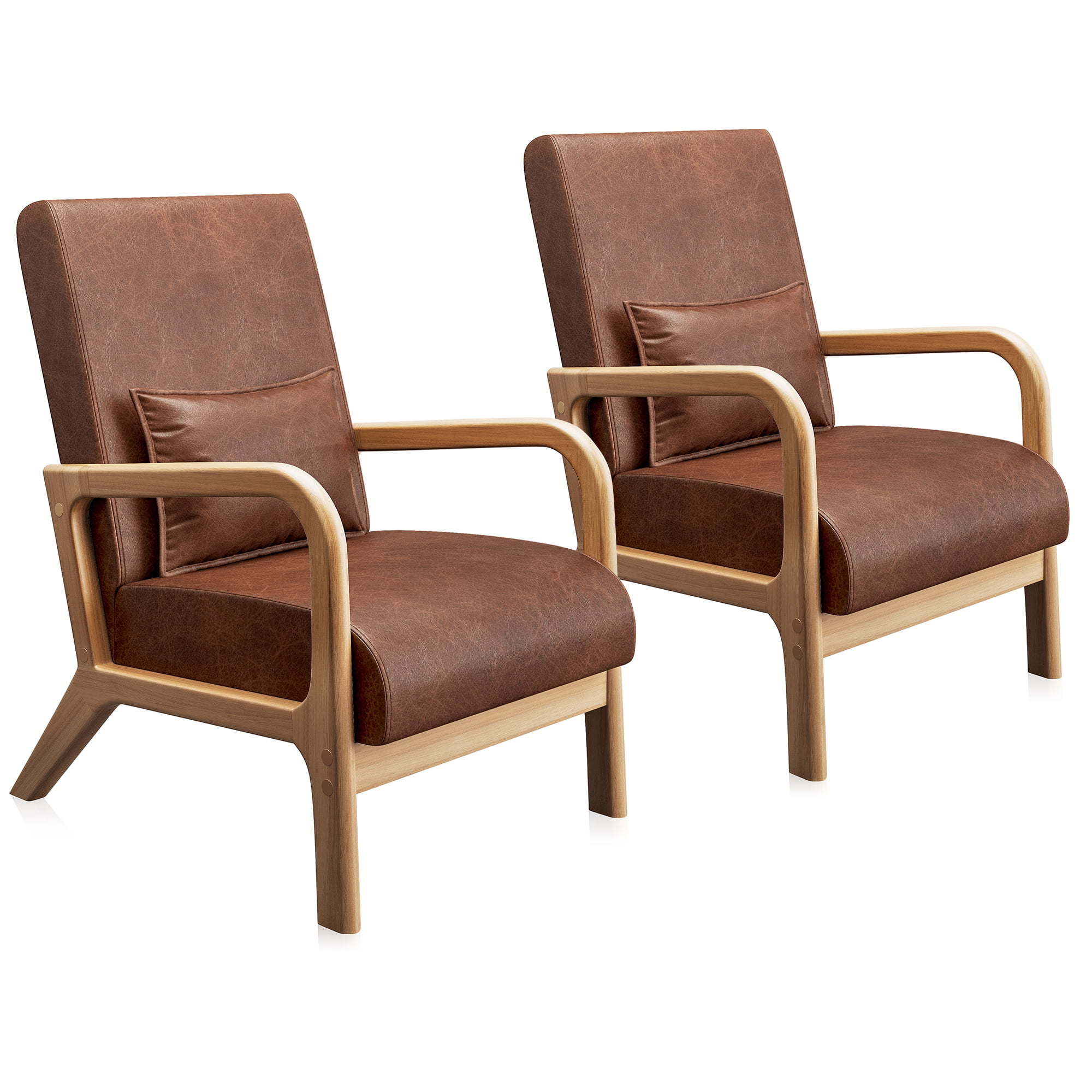 BELLEZE Mid-Century Modern Accent Arm Chairs Set of 2, Comfy Lounge ...