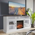 BELLEZE Heated 60 Inch TV Stand with Electric Fireplace, Media Center ...