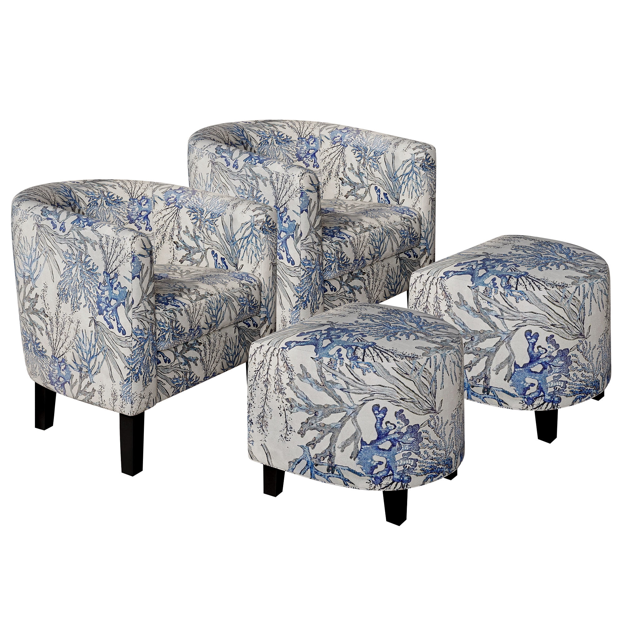 BELLEZE Accent Chair with Ottoman, Curved Back Living Room Chair ...