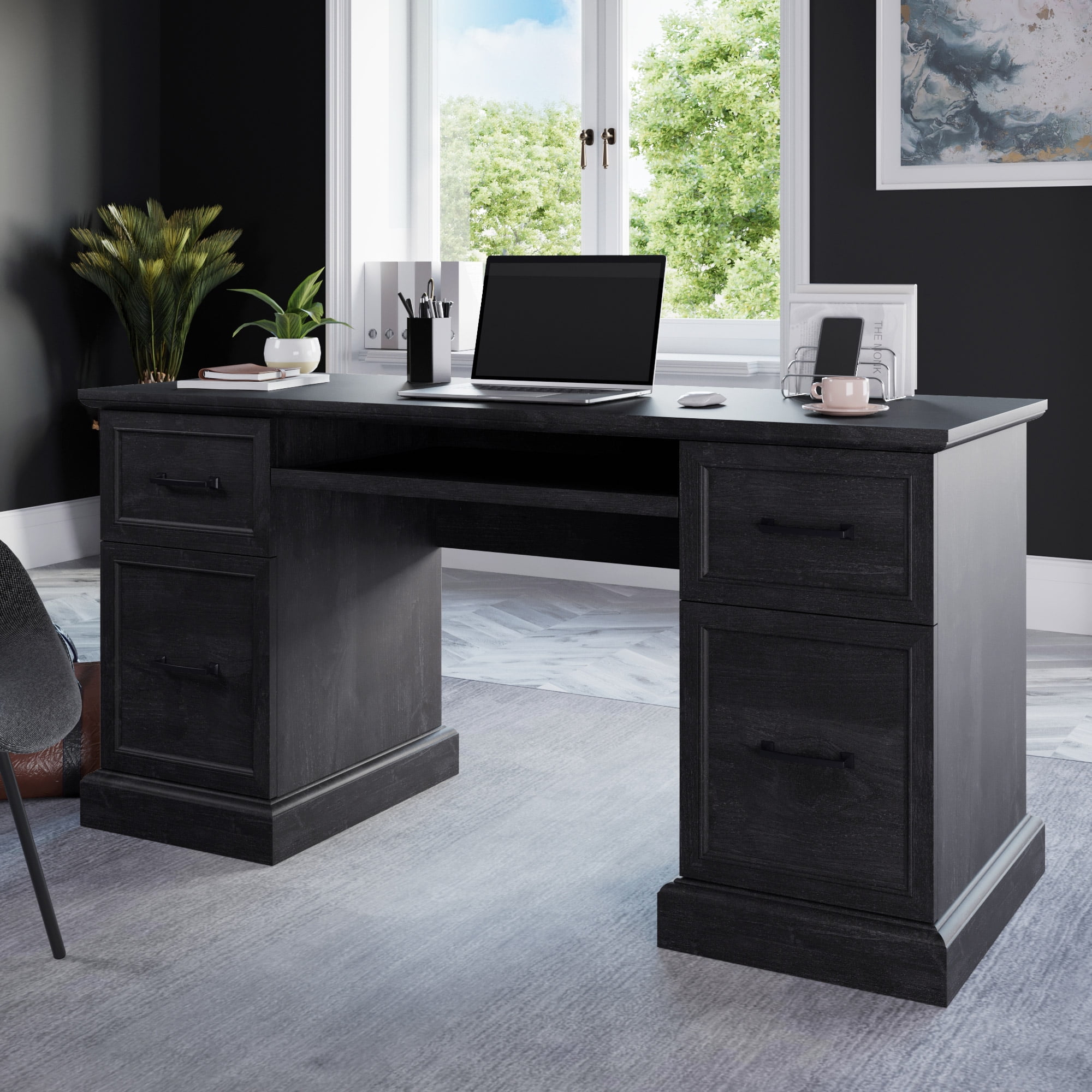BELLEZE Modern Executive Home Office Computer Desk - Rhudi (Rustic Gray ...