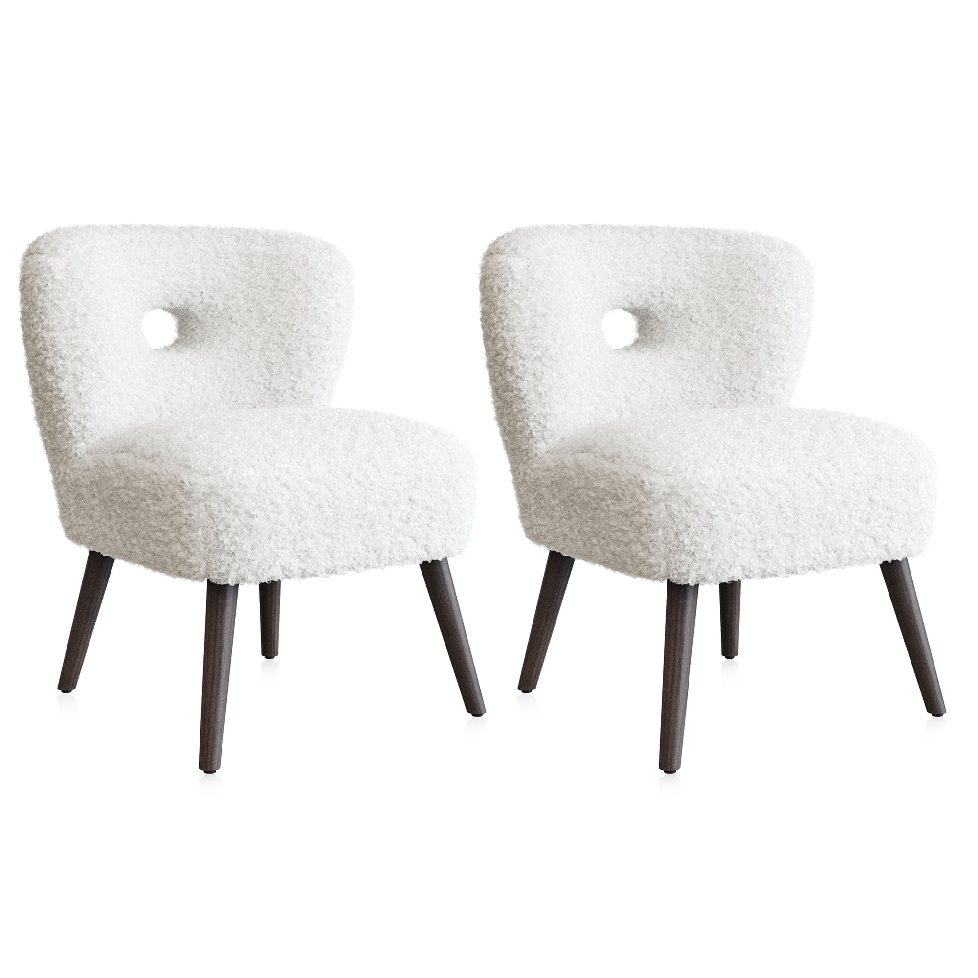 BELLEZE Modern Sherpa Accent Chairs Set of 2, Upholstered Armless Furry ...