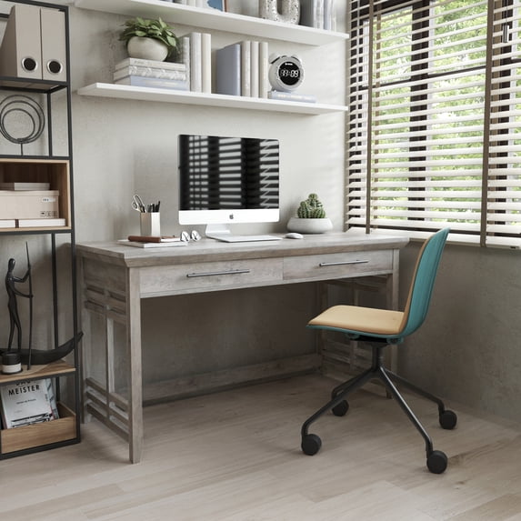 BELLEZE, Home Office Computer Desk, 55" Wide, Gray Wash - Walmart.com