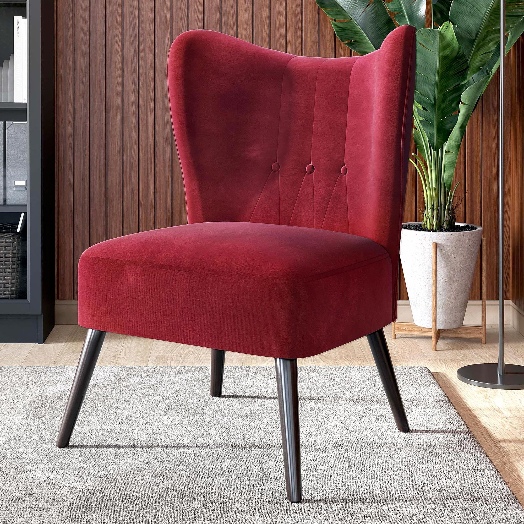 Free Shipping! BELLEZE Modern Velvet Accent Chair, Elegant Wingback ...
