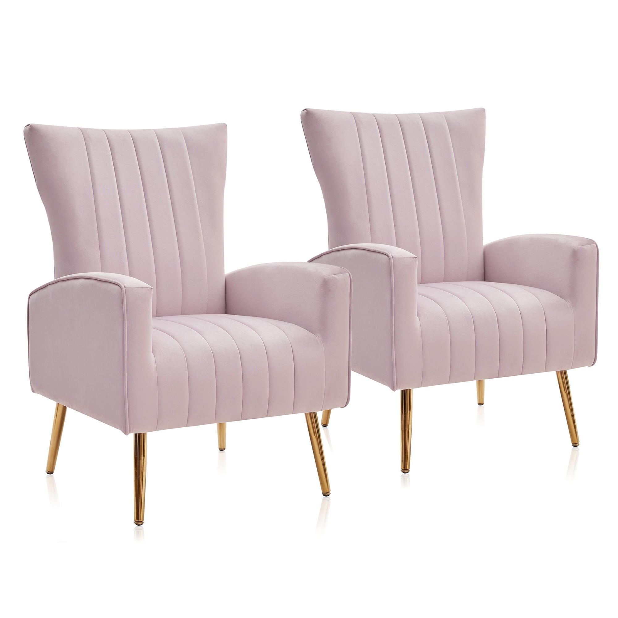 BELLEZE Modern Wingback Accent Lounge Arm Chairs Set of 2 - Kinsley ...