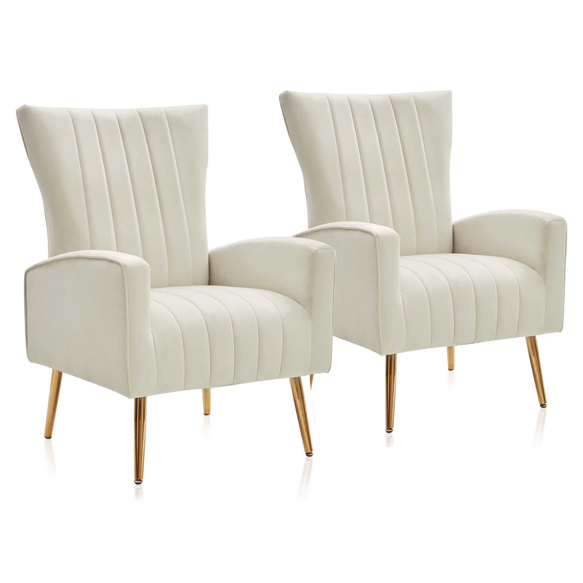 BELLEZE Modern Wingback Accent Lounge Arm Chairs Set of 2 - Kinsley ...
