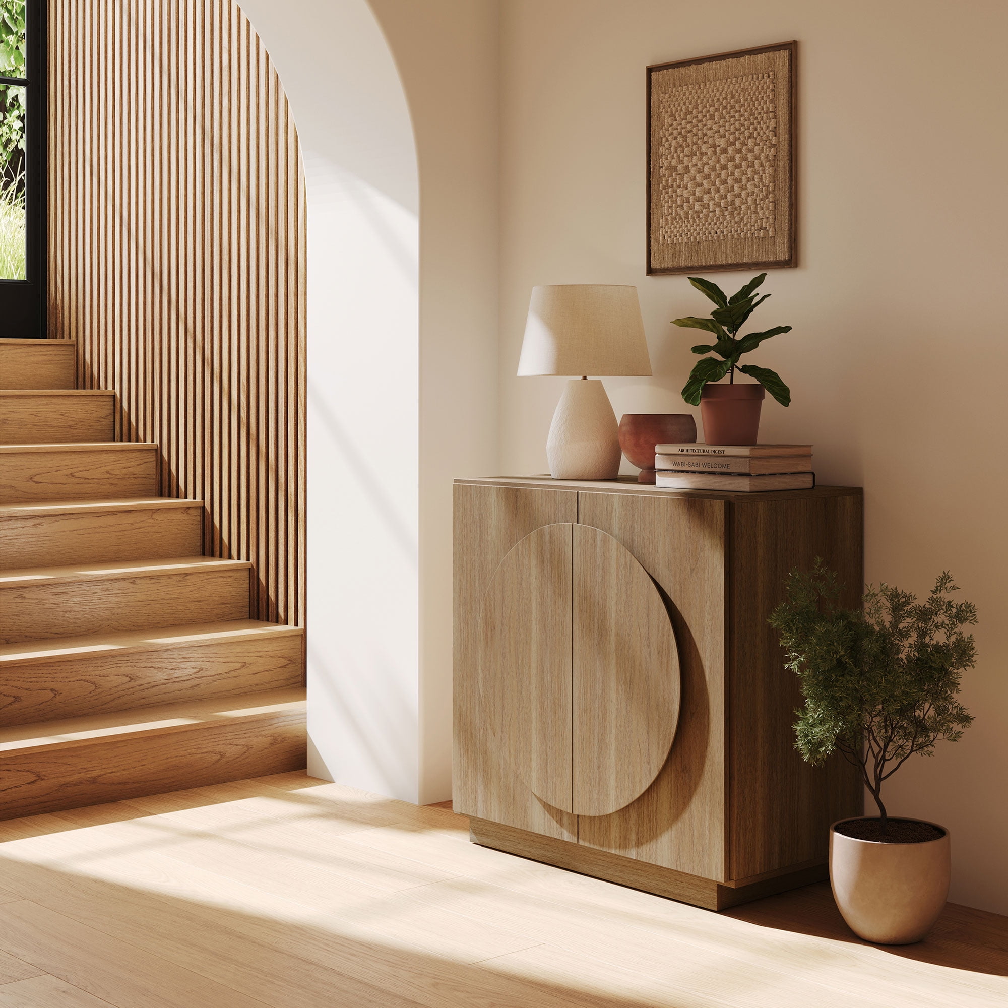 BELLEZE Modular Buffet Cabinet With Storage,Mid Century Modern Arched ...