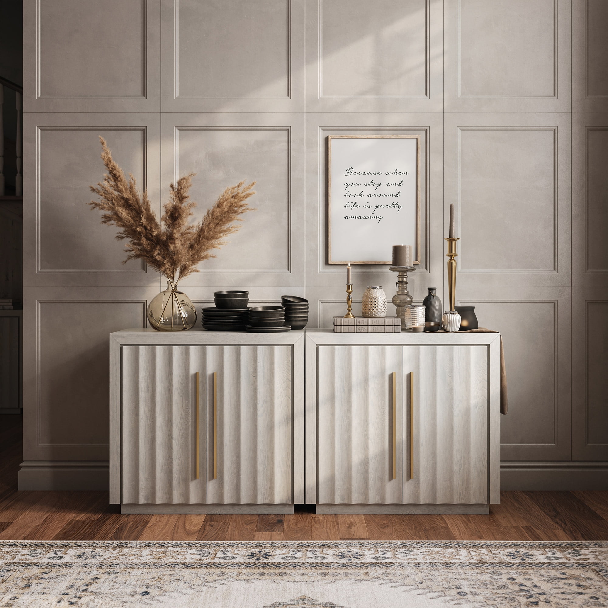 BELLEZE Modular Buffet Cabinet with Storage,Modern Sideboard With ...