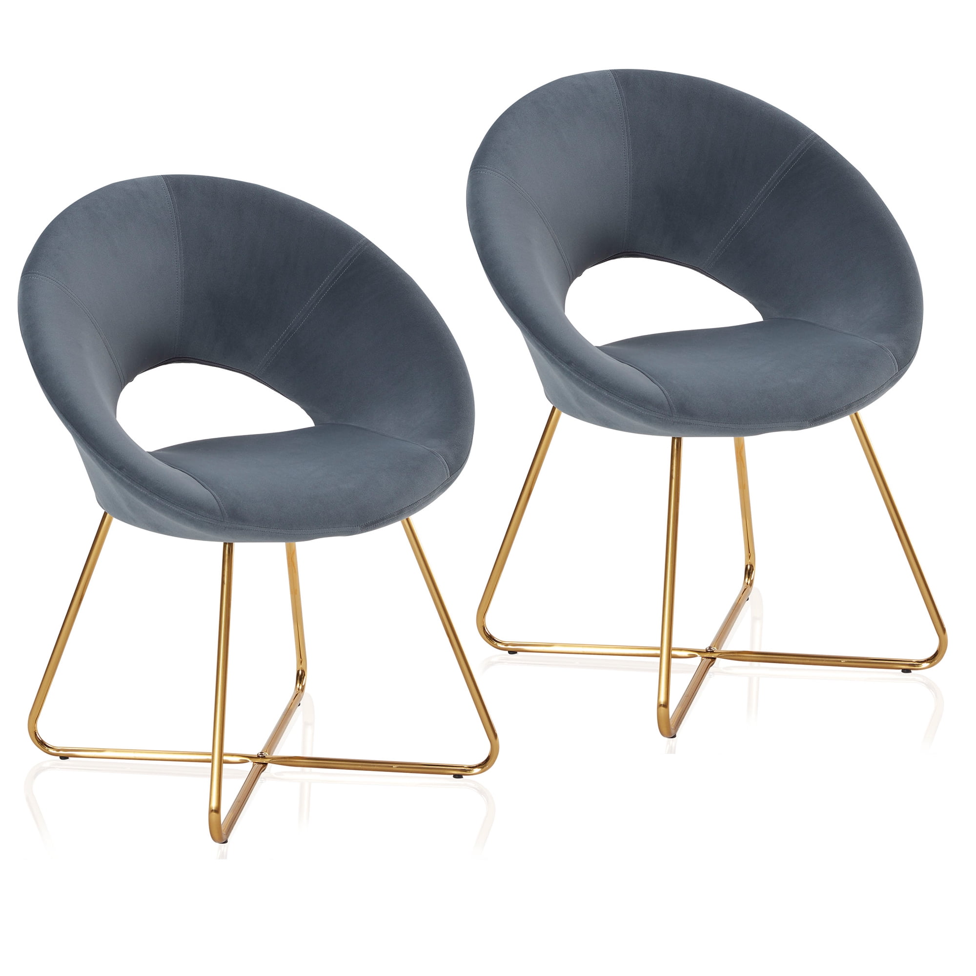 BELLEZE Set of 2 Modern Mid-Back Accent Chair Velvet Fabric Upholstered ...