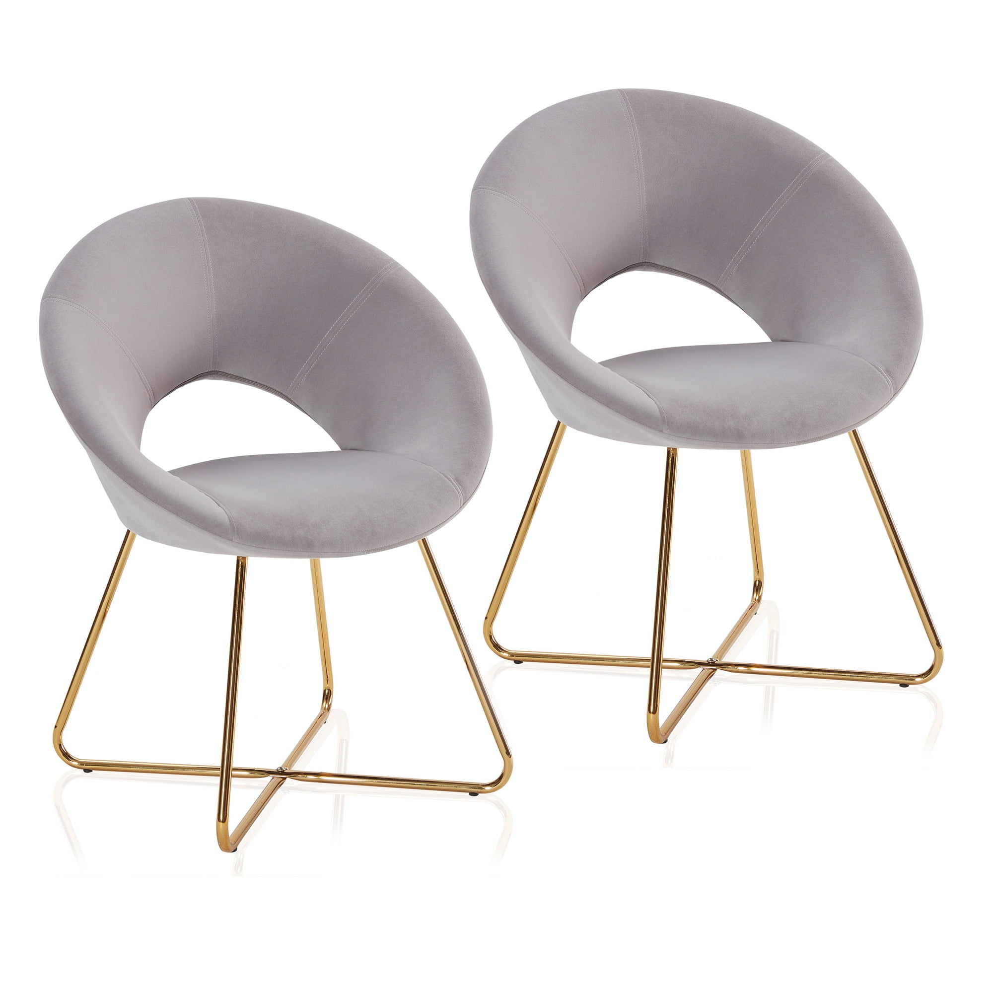 BELLEZE Set of 2 Modern Mid-Back Accent Chair Velvet Fabric Upholstered ...