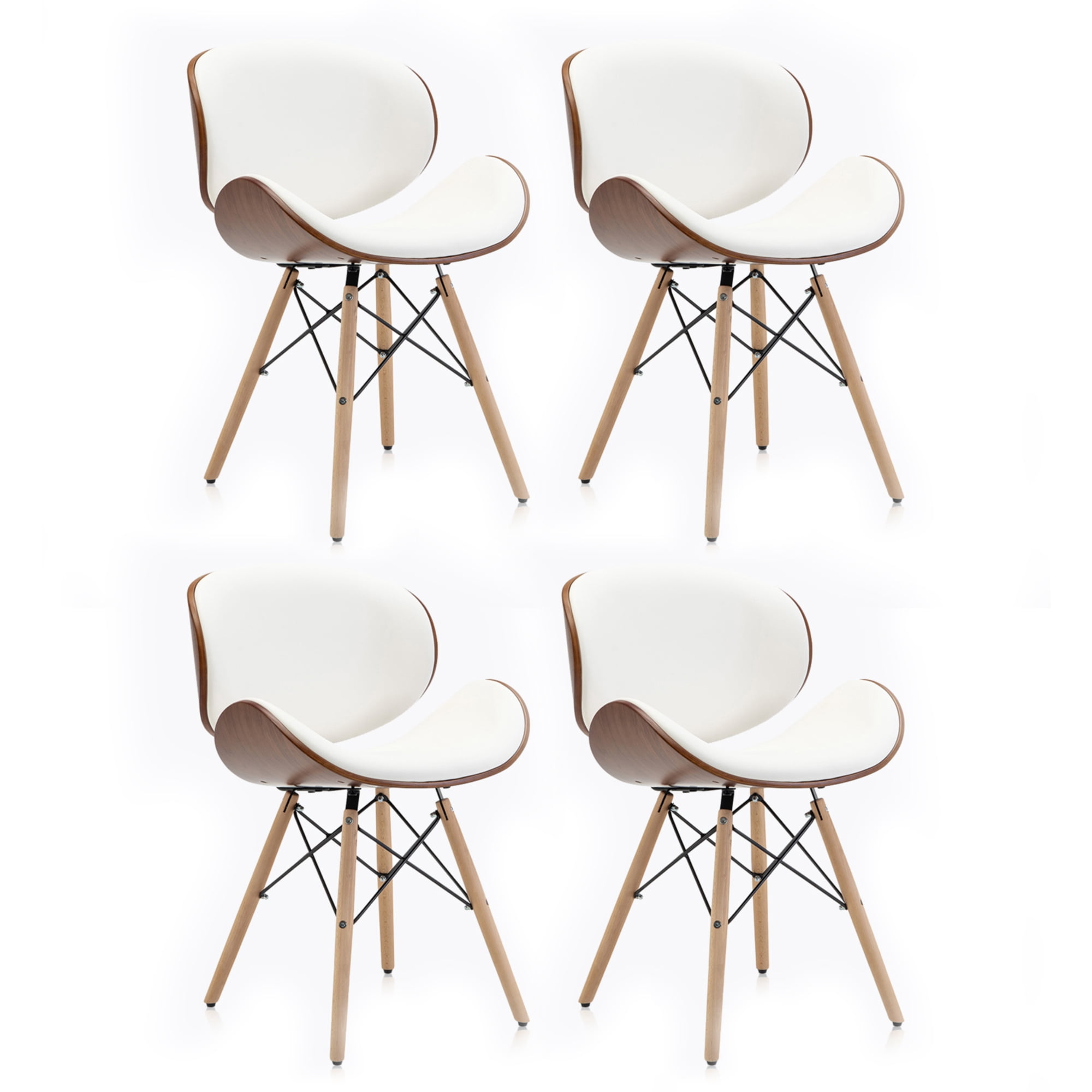 BELLEZE Set of 4 Mid Century Modern dining Chairs, Upholstered Faux ...