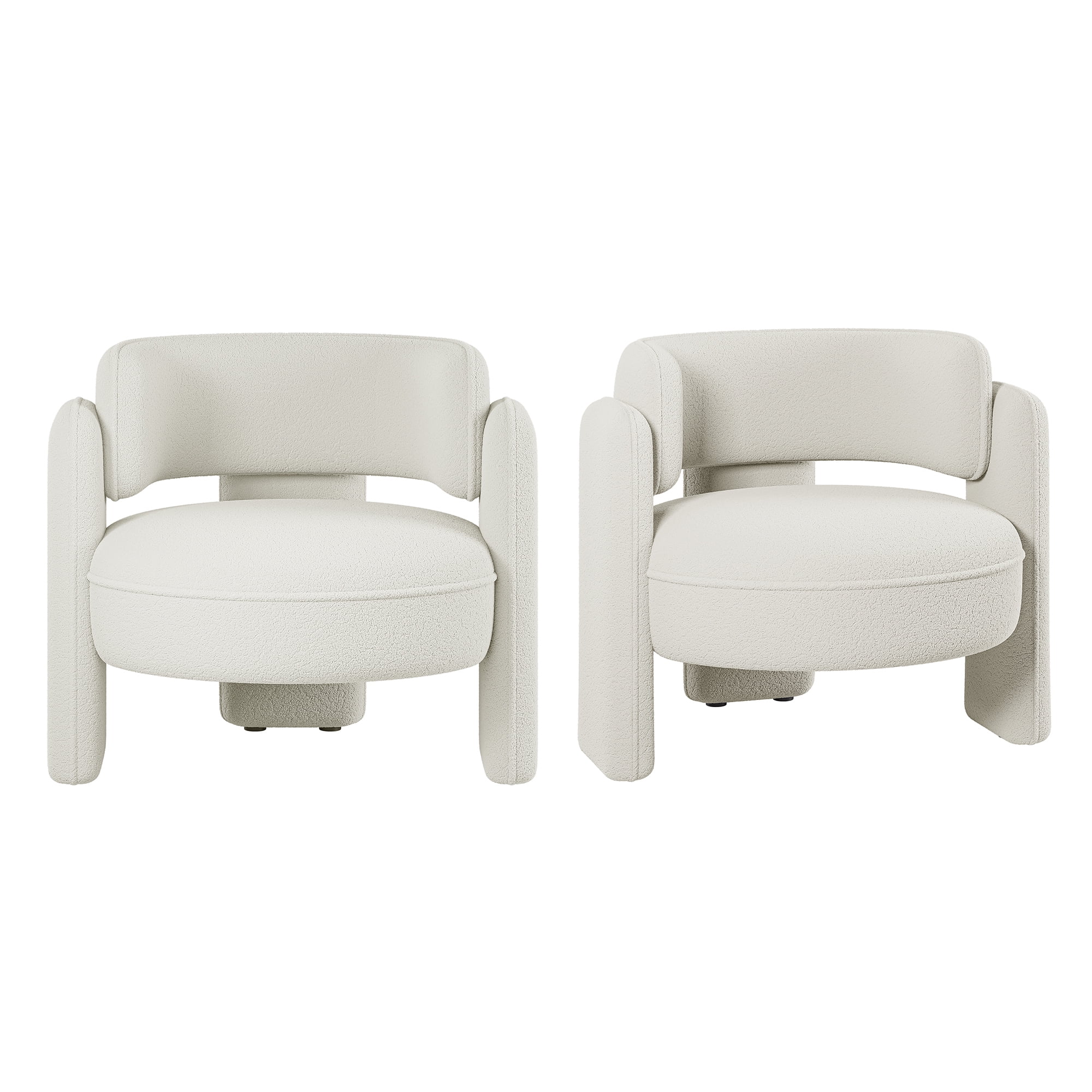 BELLEZE Velvet Sherpa Chair Set, Modern Barrel Accent Armchair for ...