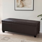 BELLEZE Hinged Lid Storage Ottoman Bench for Bedroom - Amherst (Brown ...