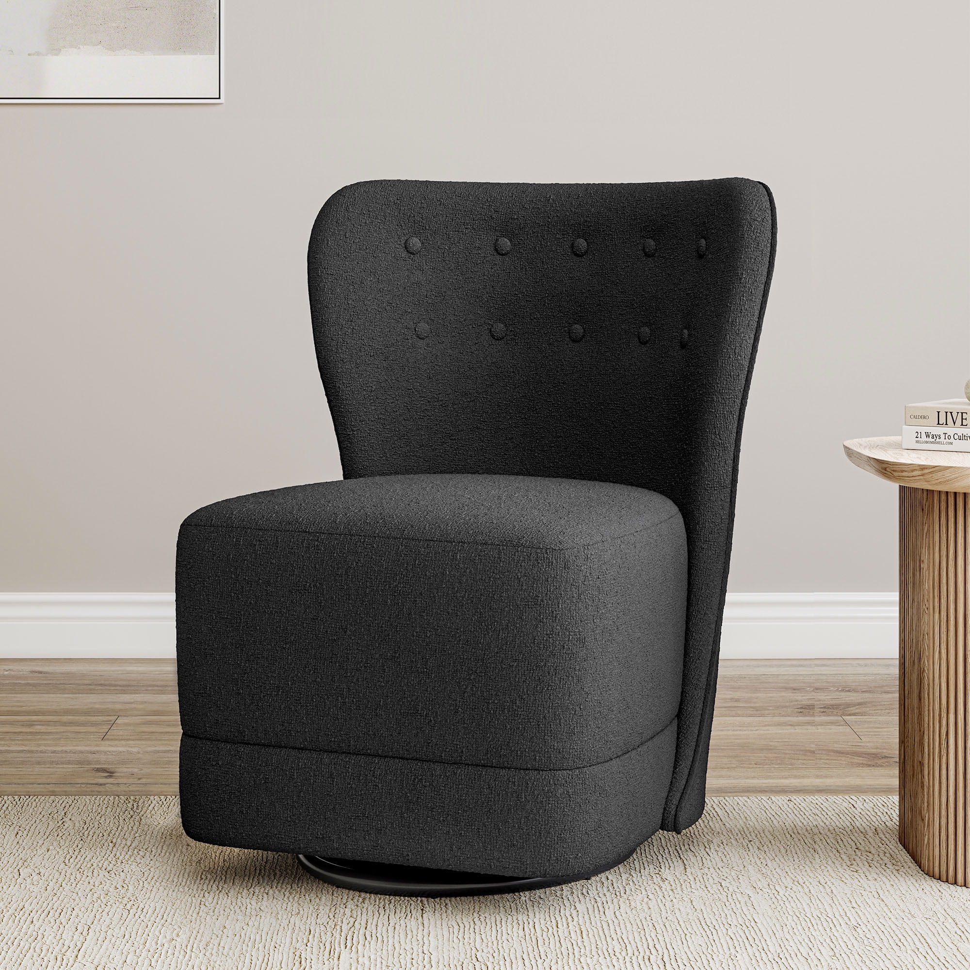 BELLEZE Swivel Accent Chair, Modern Upholstered 360° Swivel Barrel ...