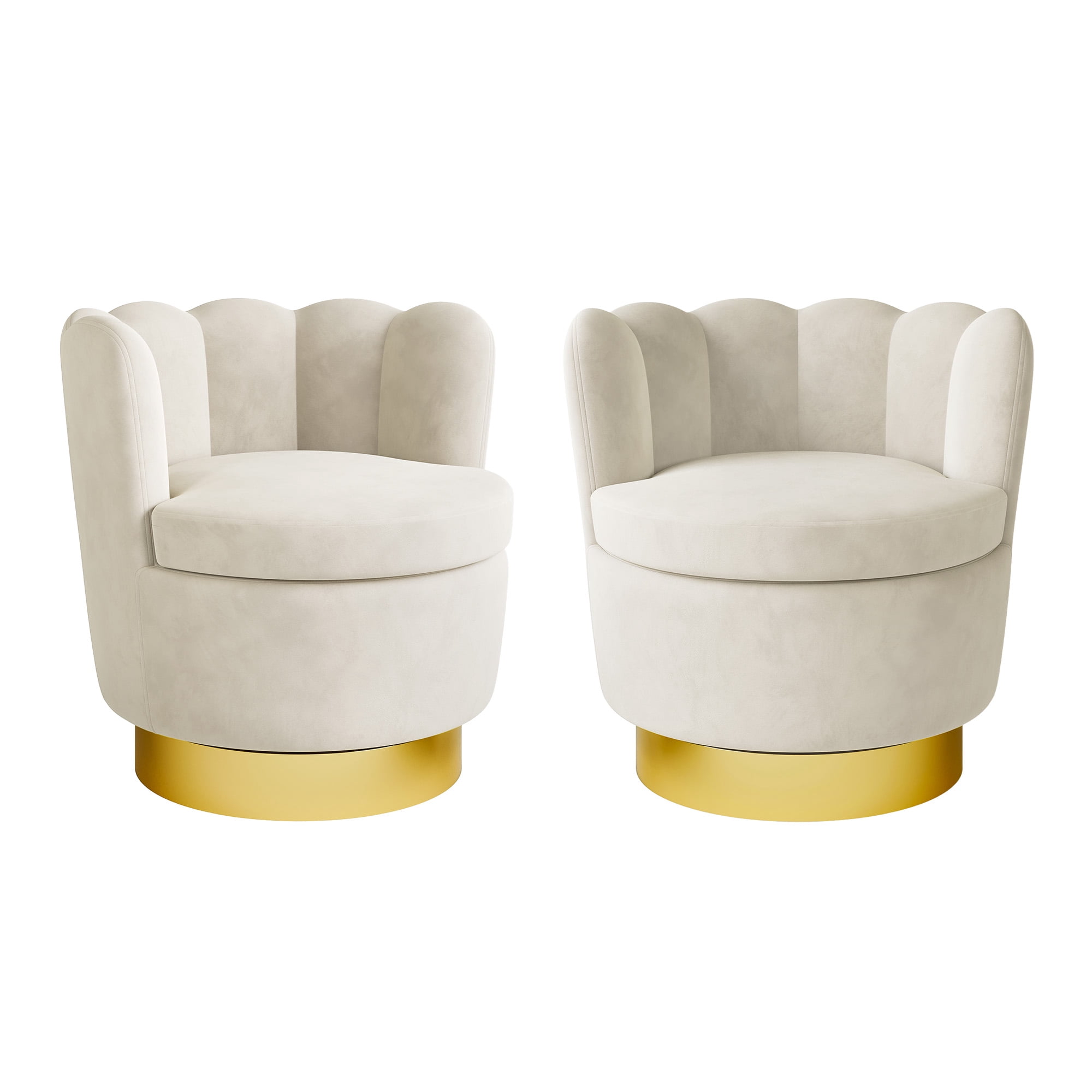 BELLEZE Swivel Accent Chair, Velvet Modern Round Petal Swivel Barrel ...