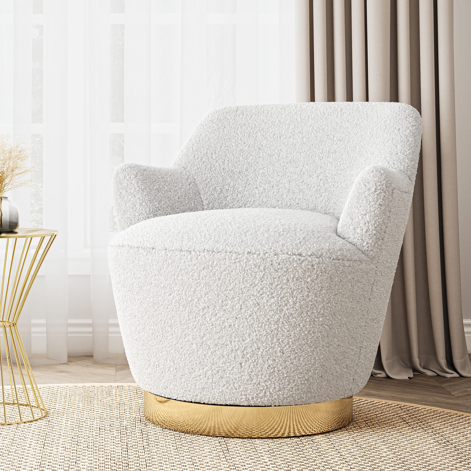 BELLEZE Swivel Barrel Chair, Modern Round Velvet Swivel Accent Chair ...