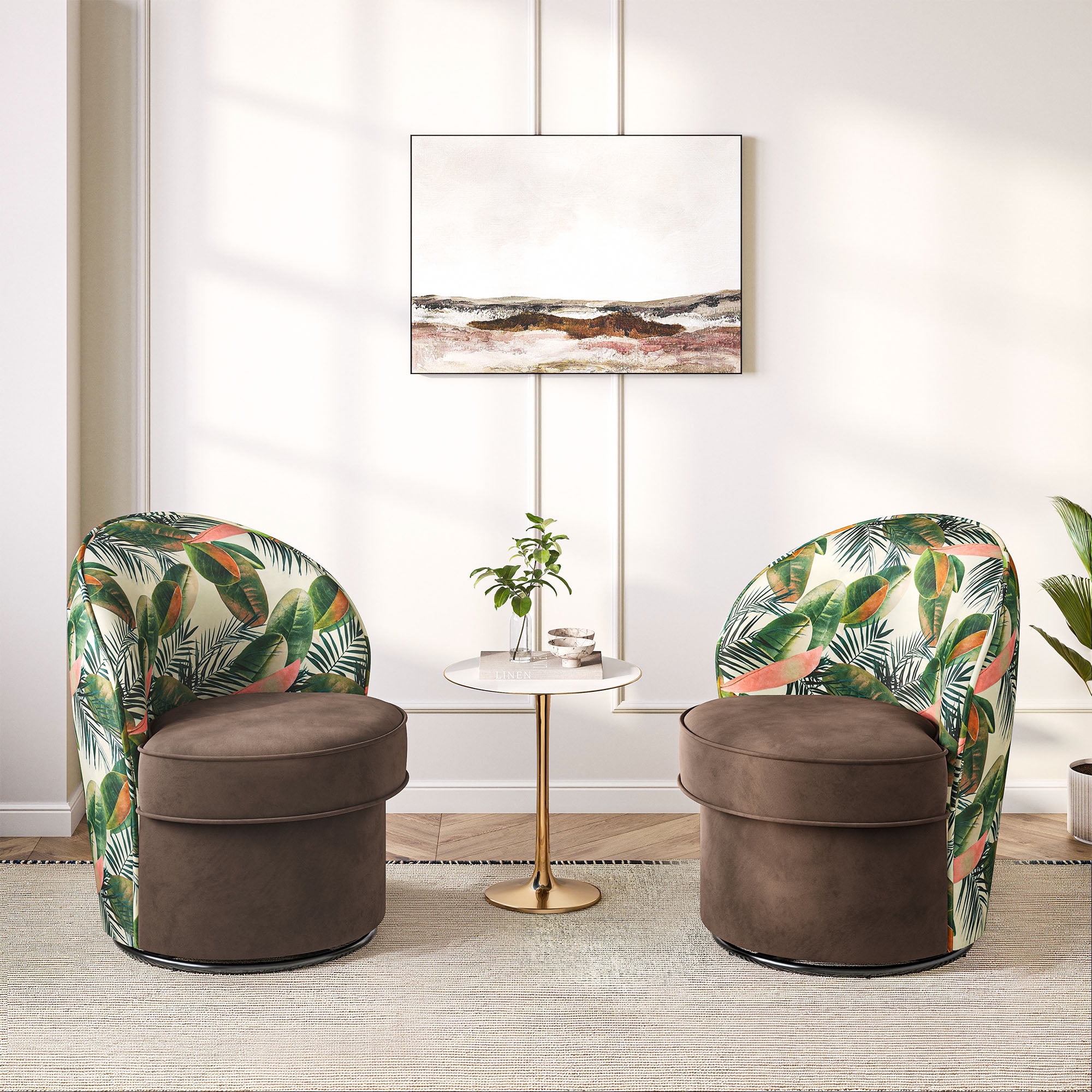 BELLEZE Swivel Barrel Chairs Set of 2, Modern Round Accent Chairs ...
