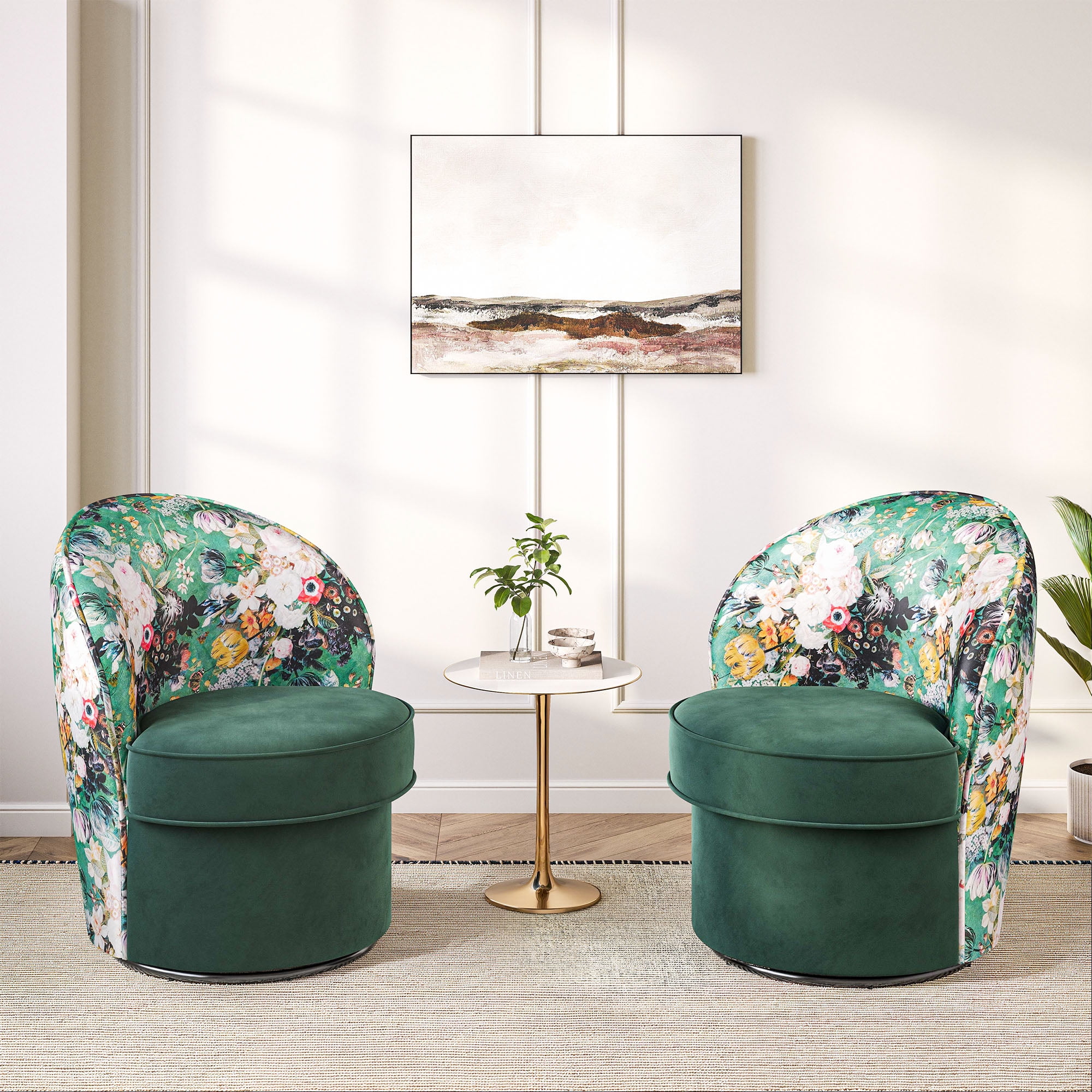 BELLEZE Swivel Barrel Chairs Set of 2, Modern Round Accent Chairs ...