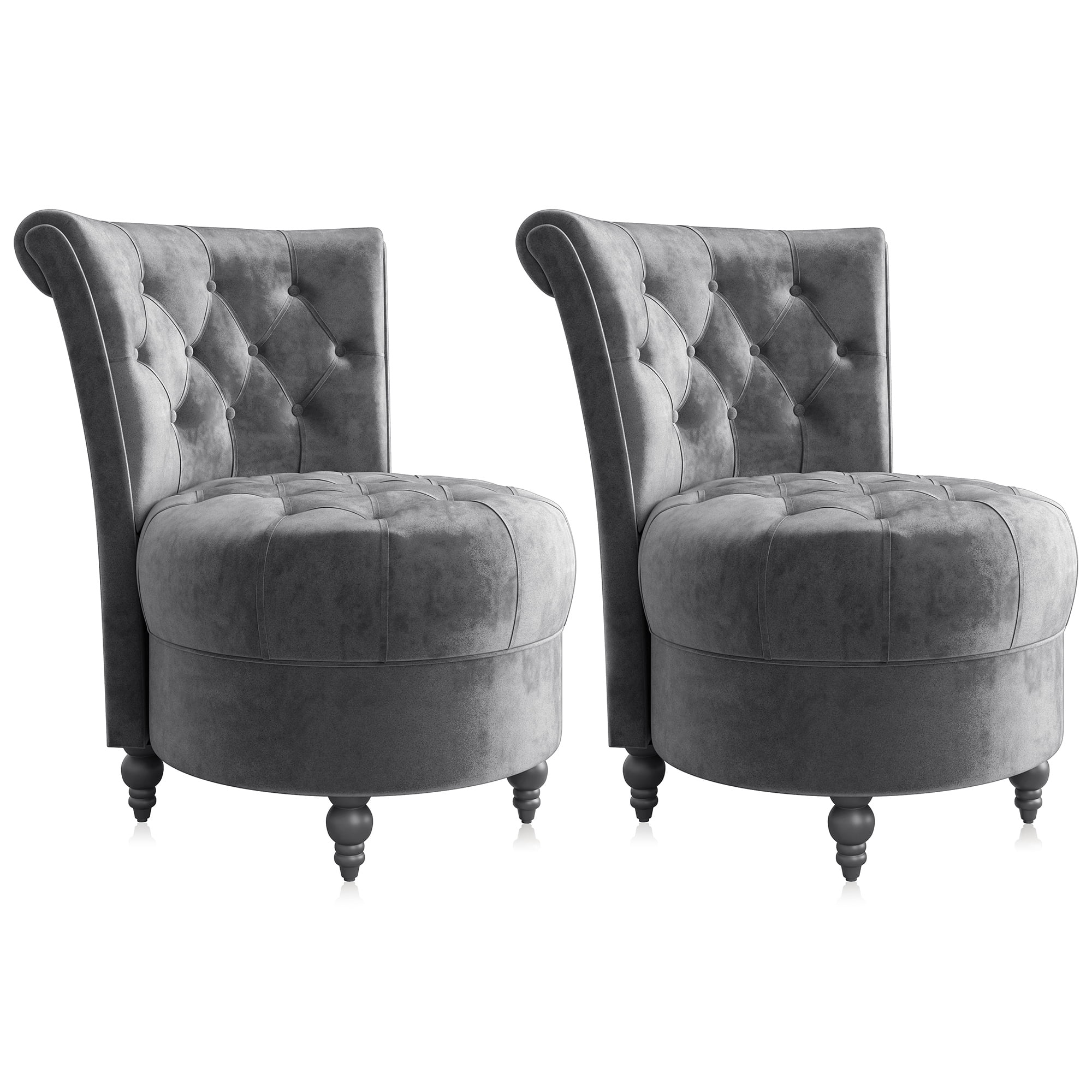 BELLEZE Throne Royal Chair Set of 2, Button-Tufted Accent Chair ...