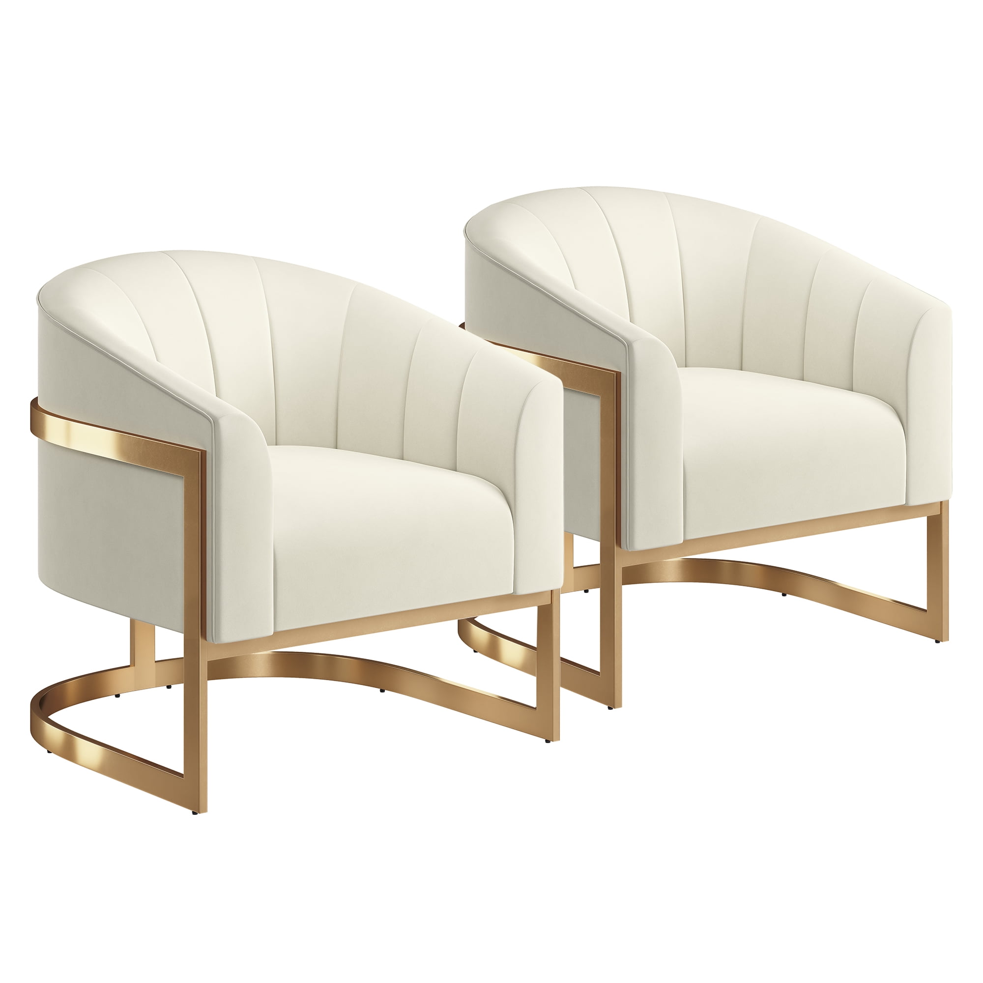 BELLEZE Upholstered Accent Chair, Modern Velvet Barrel Chair Comfy ...
