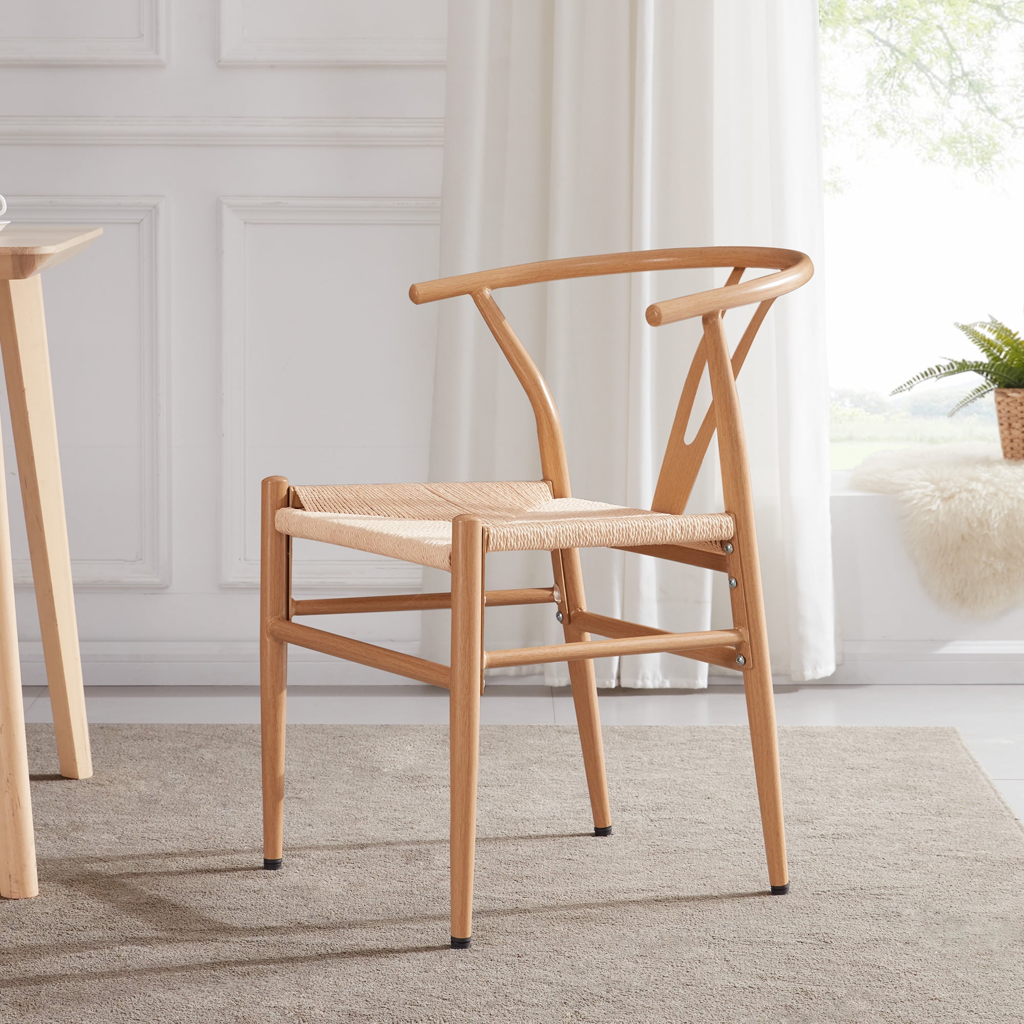 BELLEZE Vintage Wooden Wishbone Kitchen and Dining Chairs, Set of 2 ...
