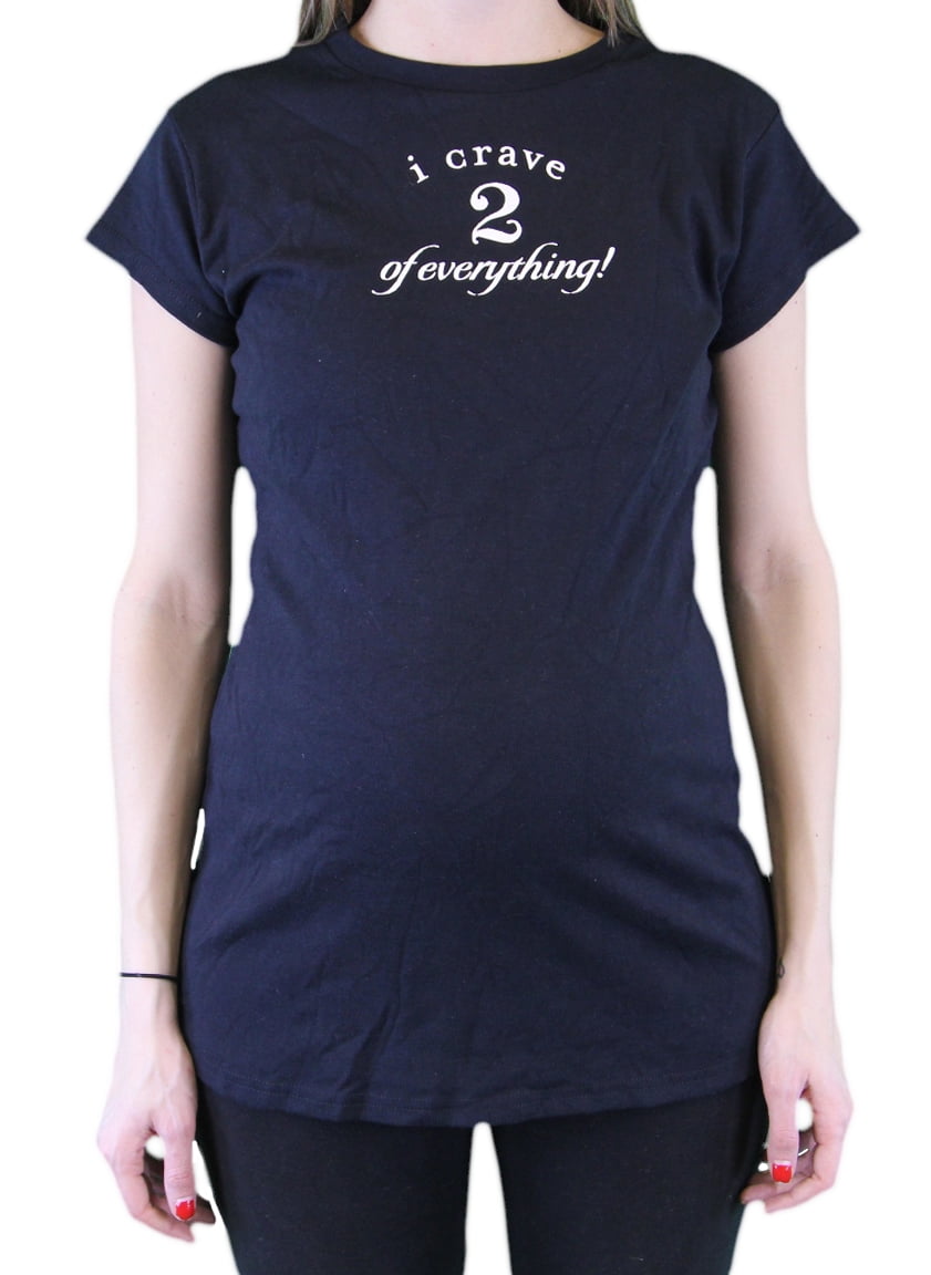 BELLY CRAVINGS Maternity Black "I Crave 2 Of Everything" Shirt One Size ...