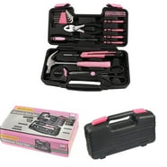THINKWORK 122-Piece Pink Tool Kit with 3.6V Rotatable Electric Screwdriver-Ladies Home Work Kit ...