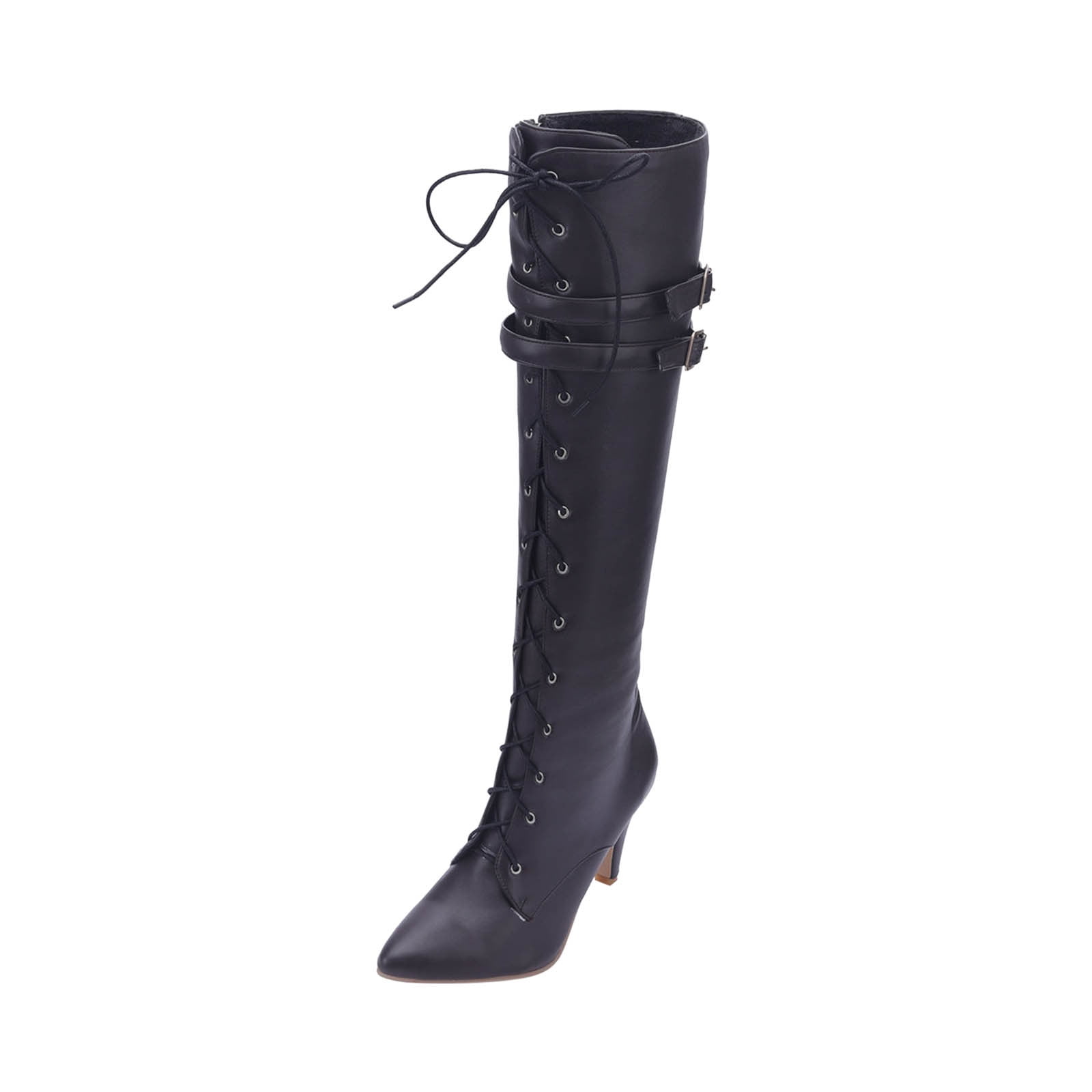 BELLZELY Wide Width Women Shoes Clearance Long Boots Belt Buckle Thin ...