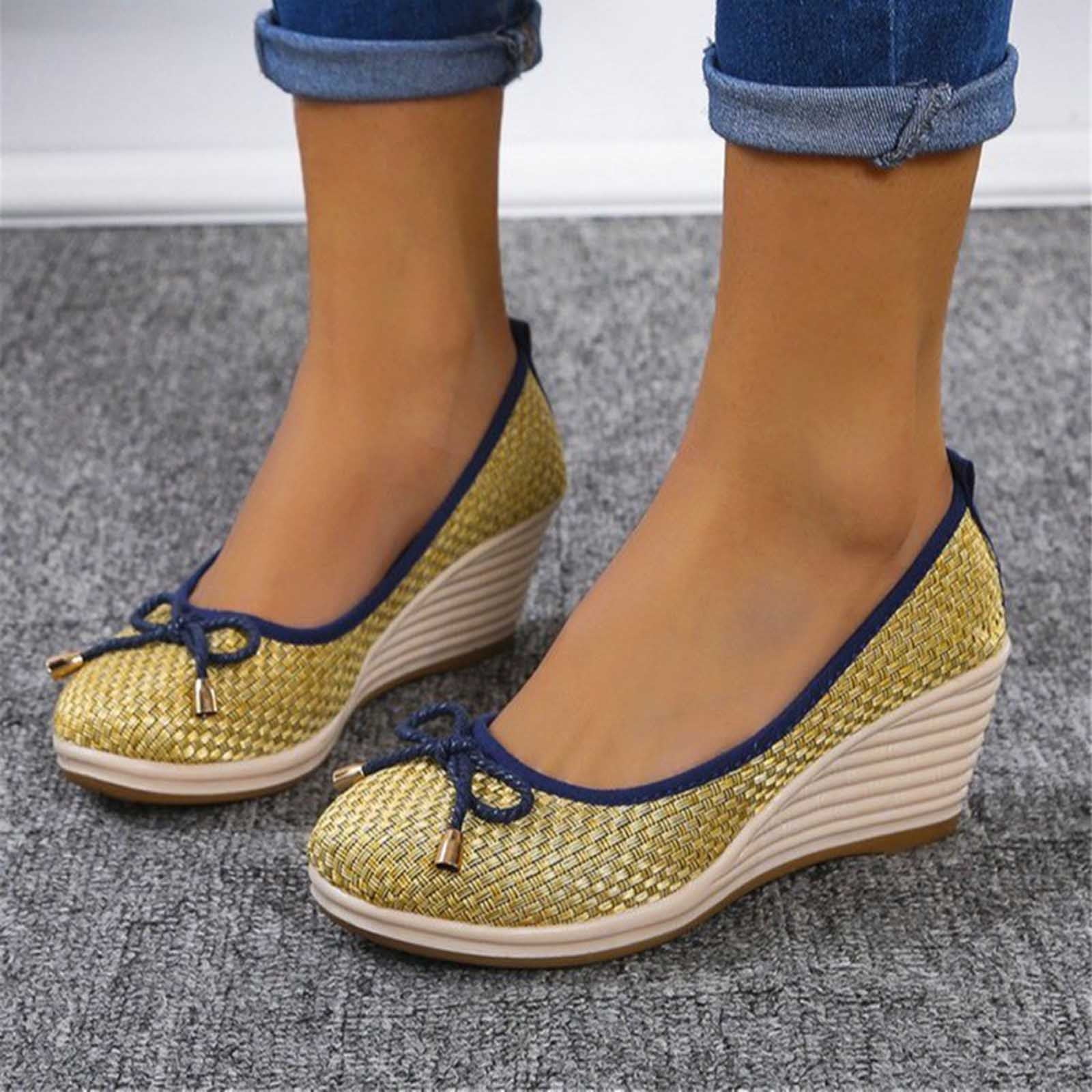 BELLZELY Wide Width Women Shoes Clearance Women's Plus-size Wedge With ...