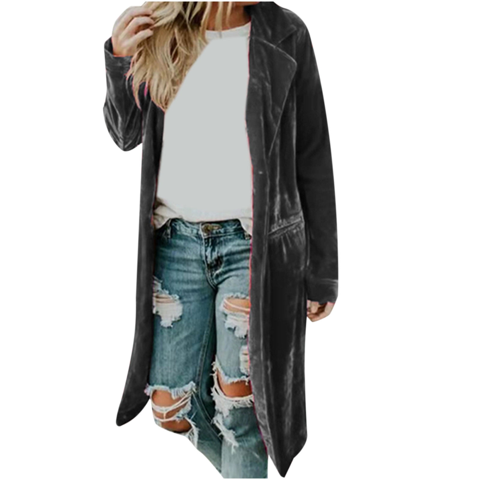 BELLZELY Winter Coats for Women Clearance Women Solid Color Casual Long ...