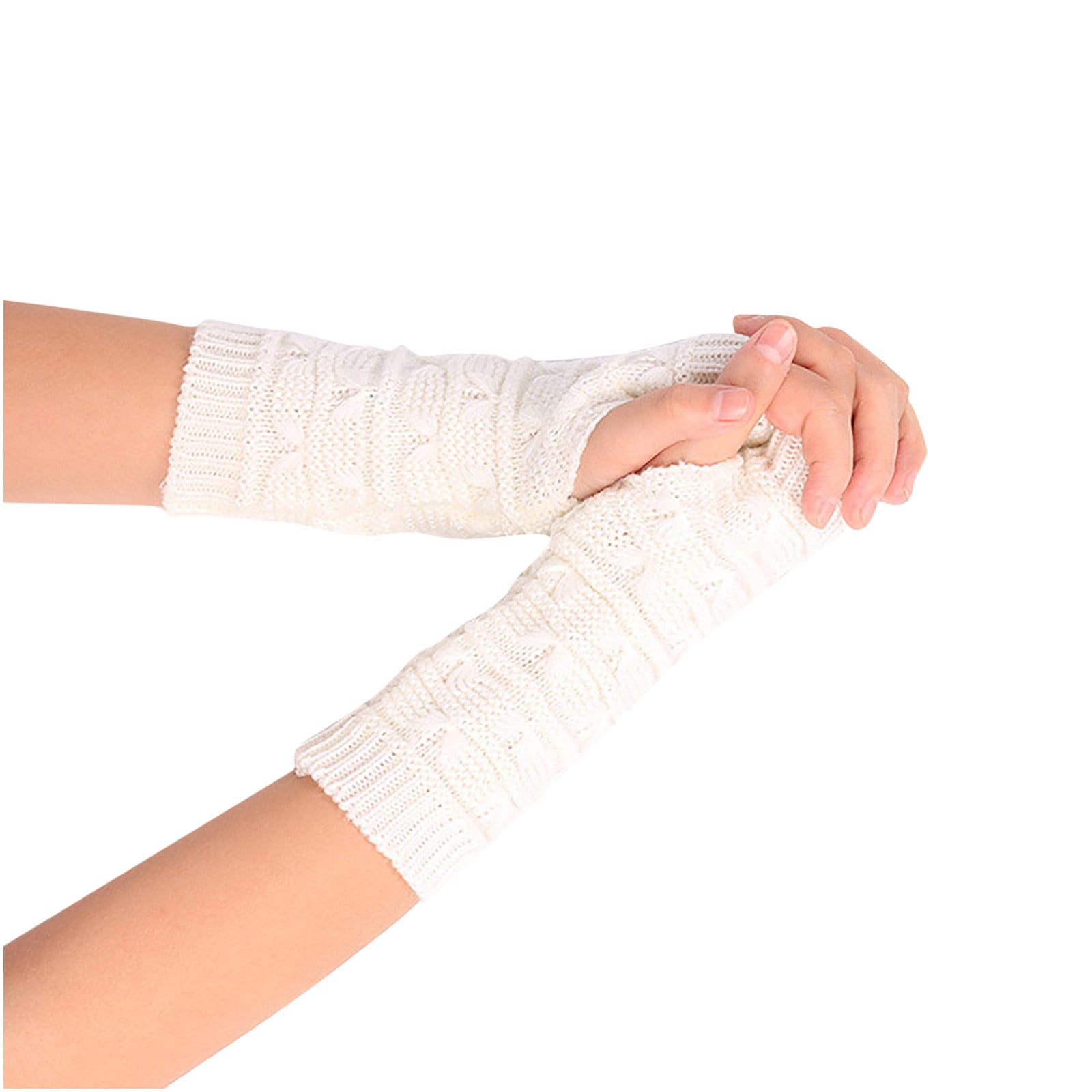 BELLZELY Winter Gloves Clearance Women Girl Knitted Arm Fingerless Keep ...