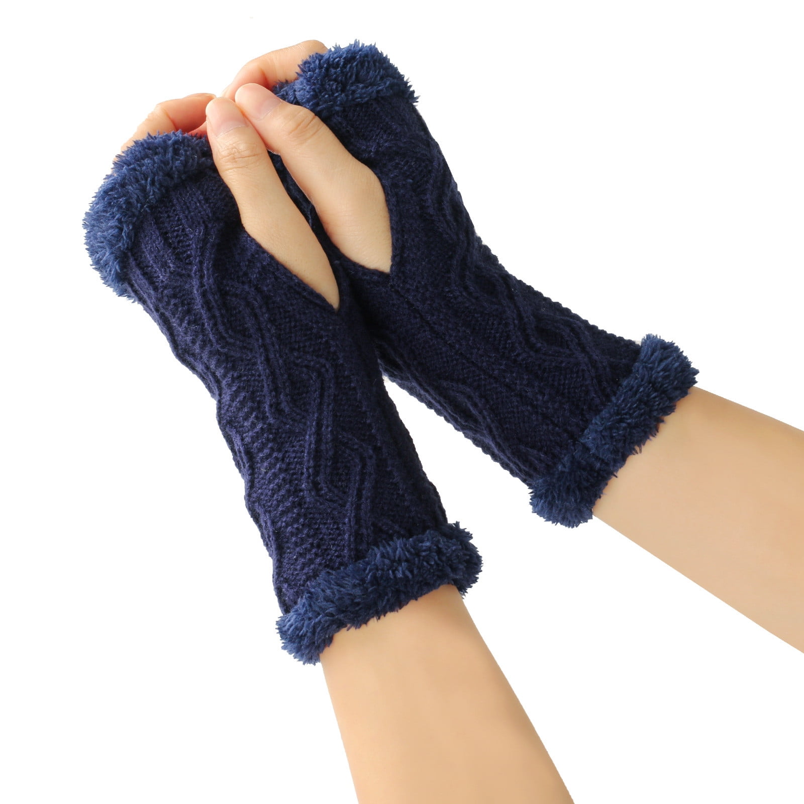 Bellzely Women Winter Fingerless Gloves, Wrist Arm Warmers, Solid ...