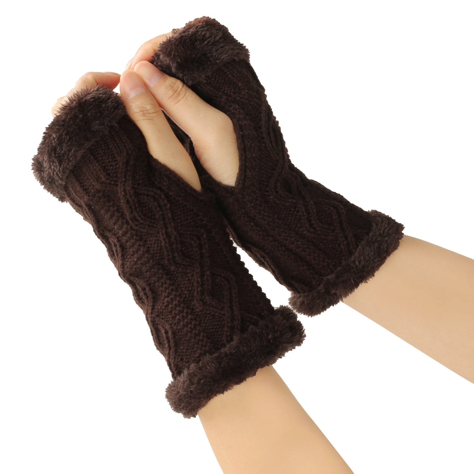 BELLZELY Women's Winter Fingerless Gloves, Knitted Short Wrist Arm ...
