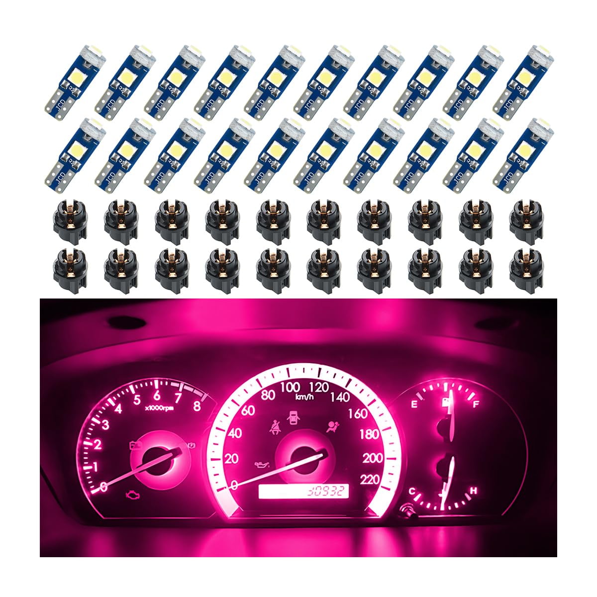BELOMI 20 Pcs T5 LED Lights for Car Dashboard, High Light Bulb 3030 ...