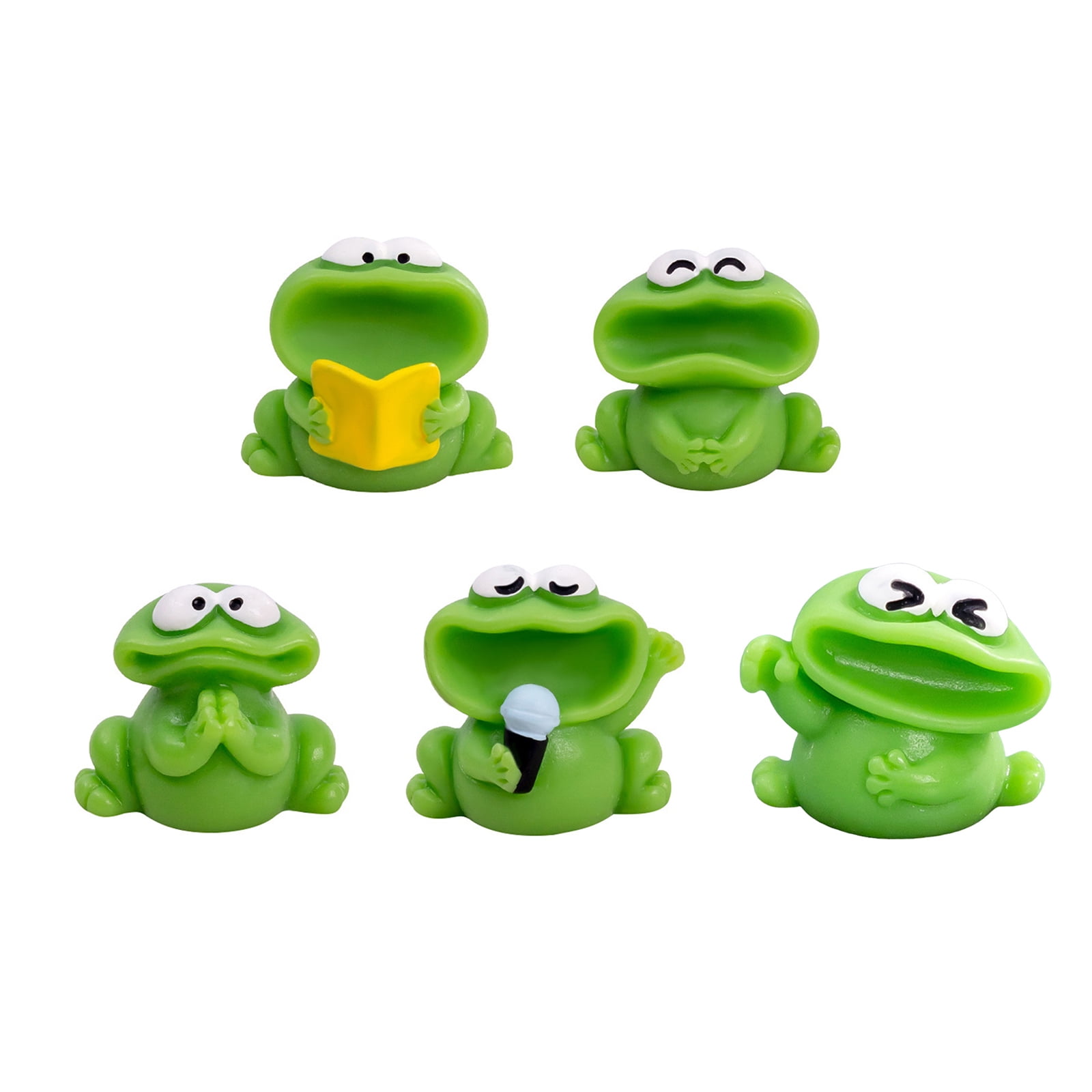 BELOWSYALER 5Pcs Resins Big Mouthed Frog Miniature Sculpture Figurines ...
