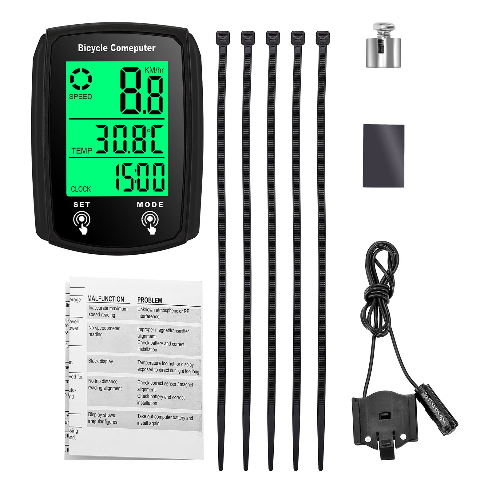 BELOWSYALER Multifunction Wire Bike Speedometer with Touch Screens ...