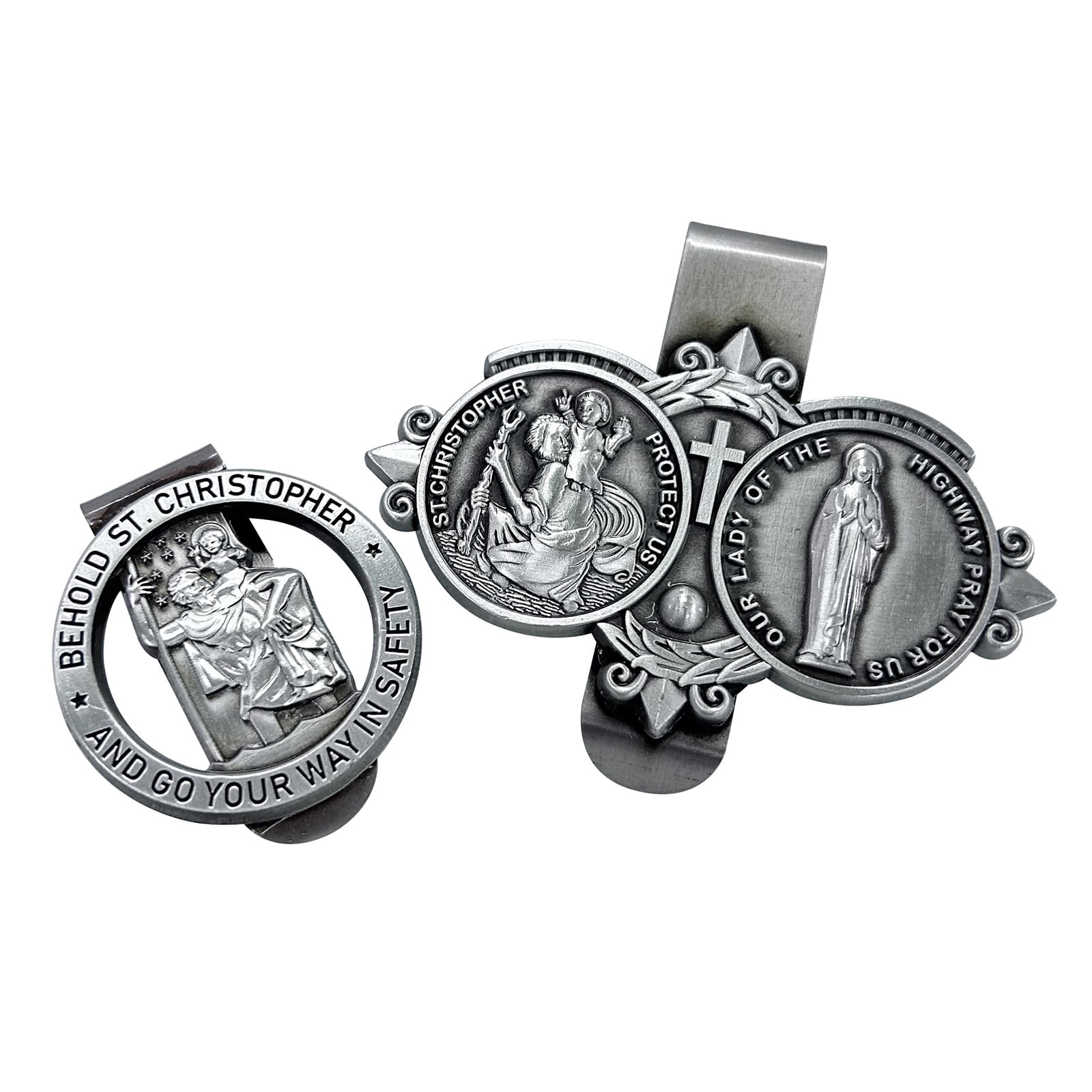 BELOWSYALER Religious Medals Clip Accessory Patron Christophers Car ...