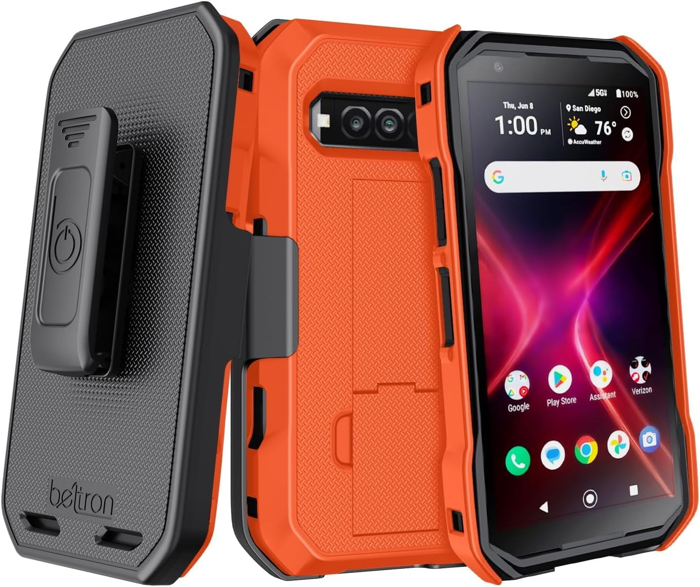 BELTRON DuraForce Pro 3 Case with Clip, Heavy Duty Case with Swivel Belt Clip for Kyocera ...