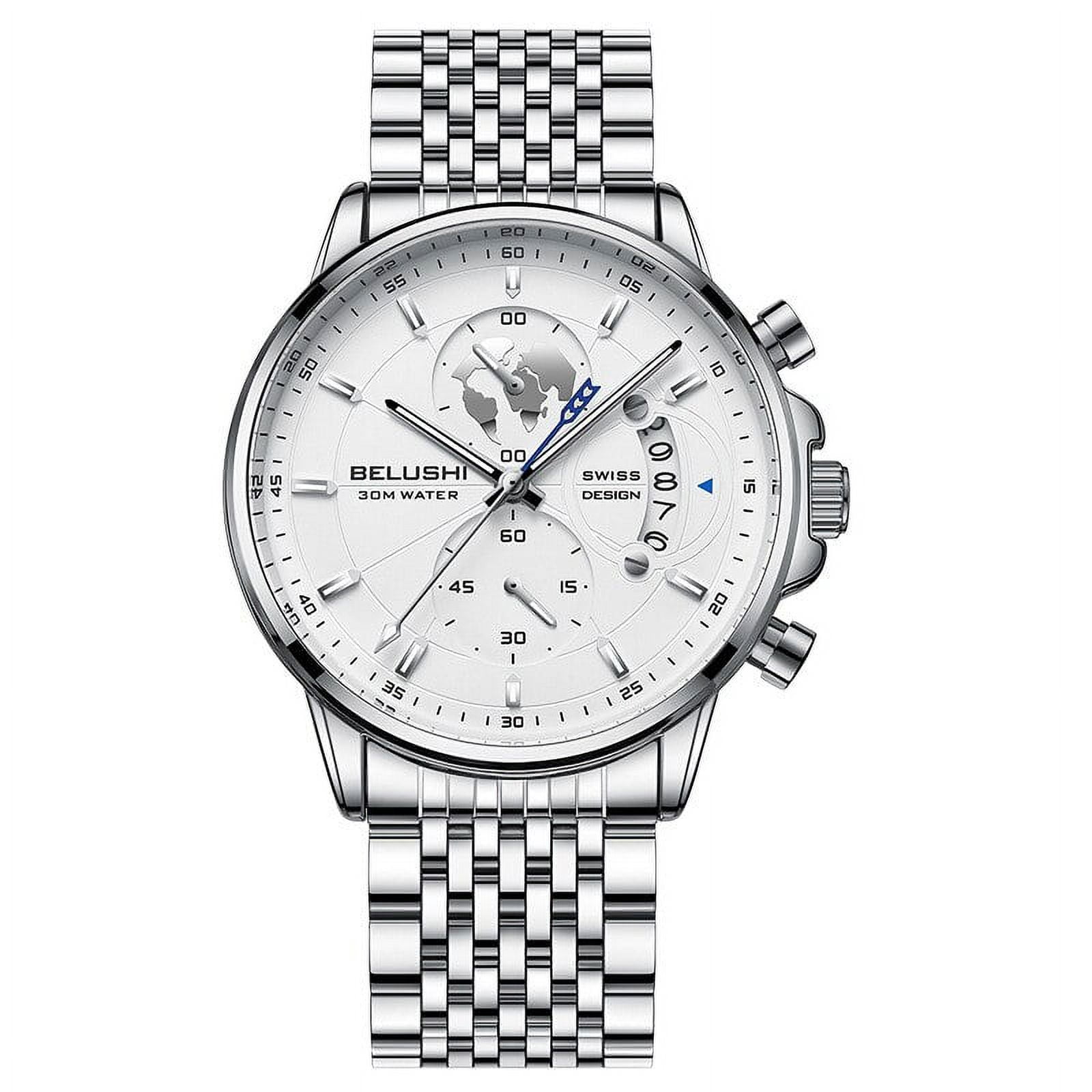 BELUSHI New Swiss Movement Business Fashion Three-Eye Timing Leather ...