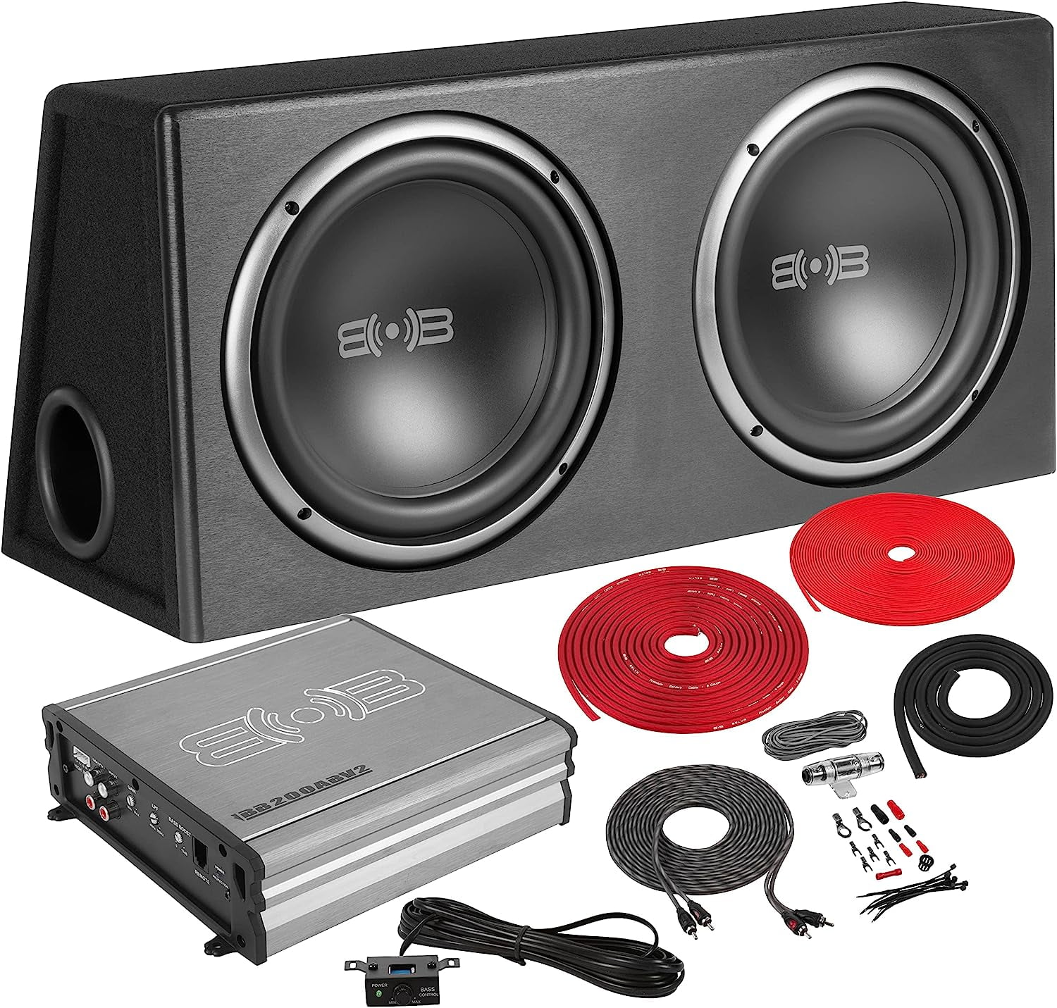 Belva BPKG212v2 Complete Bass Package, Dual 12" 4-Ohm Woofers with ...