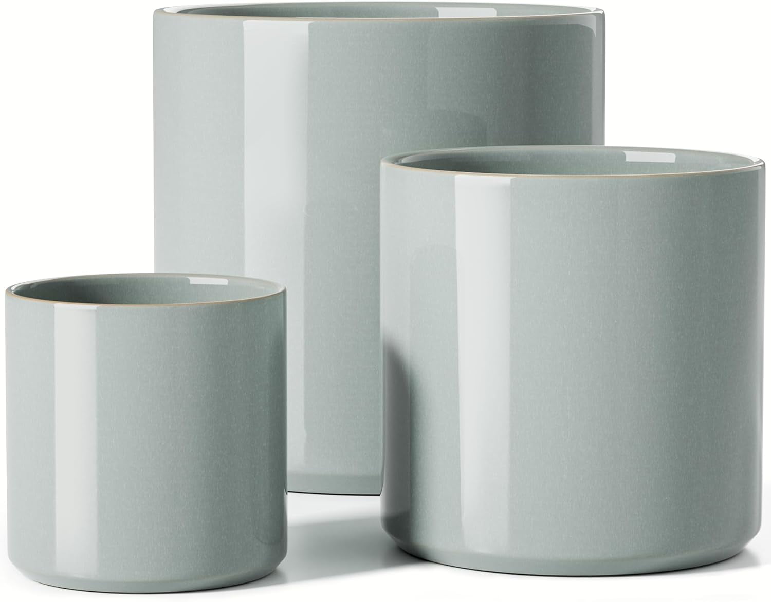 BEMAY 10/8/6 Inch Ceramic Mid-Century Modern Plant Pots with Drainage ...